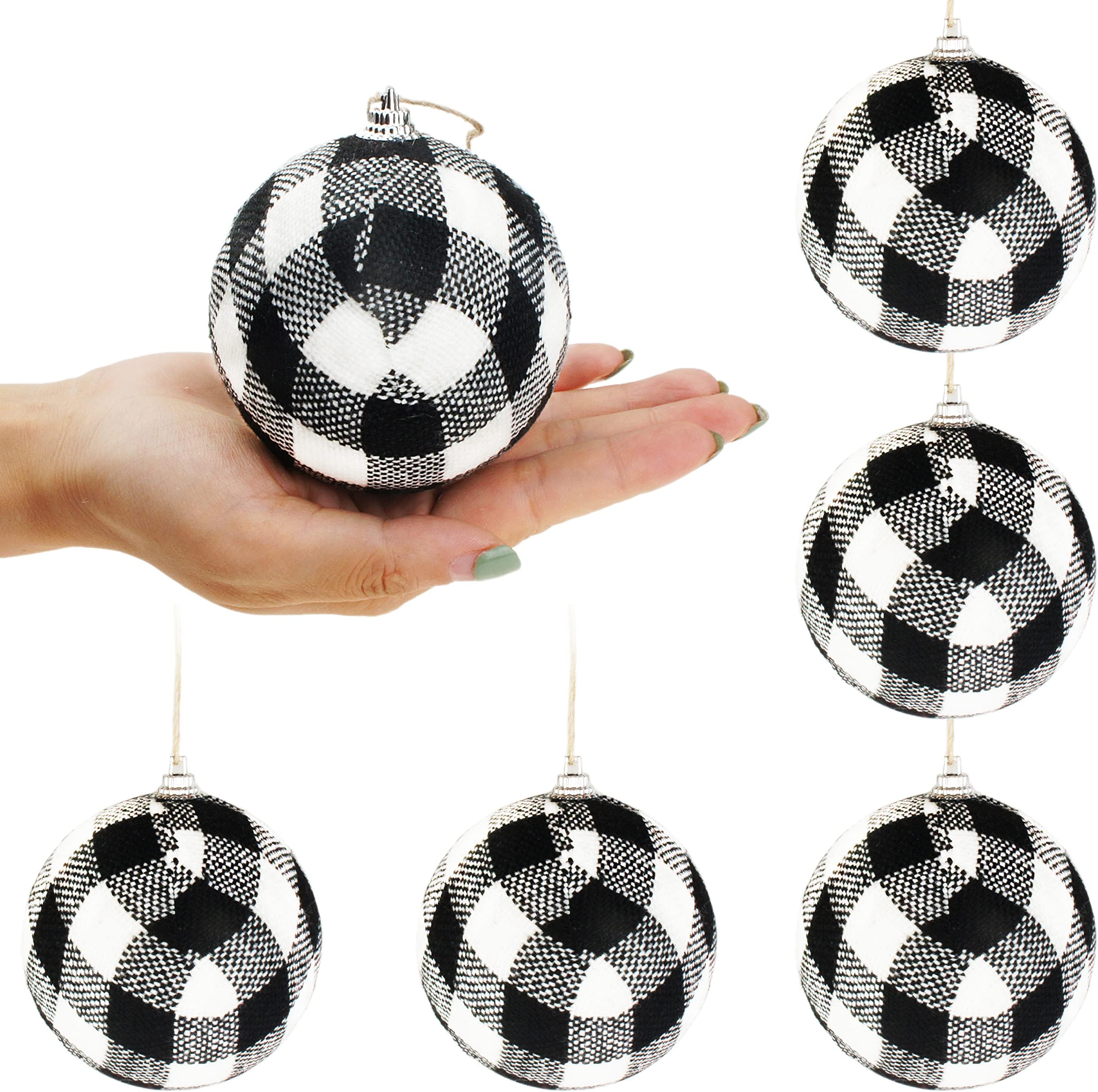 Amazon.com: 12 Pcs Black and White Christmas Balls Ornaments- 1.6 ...