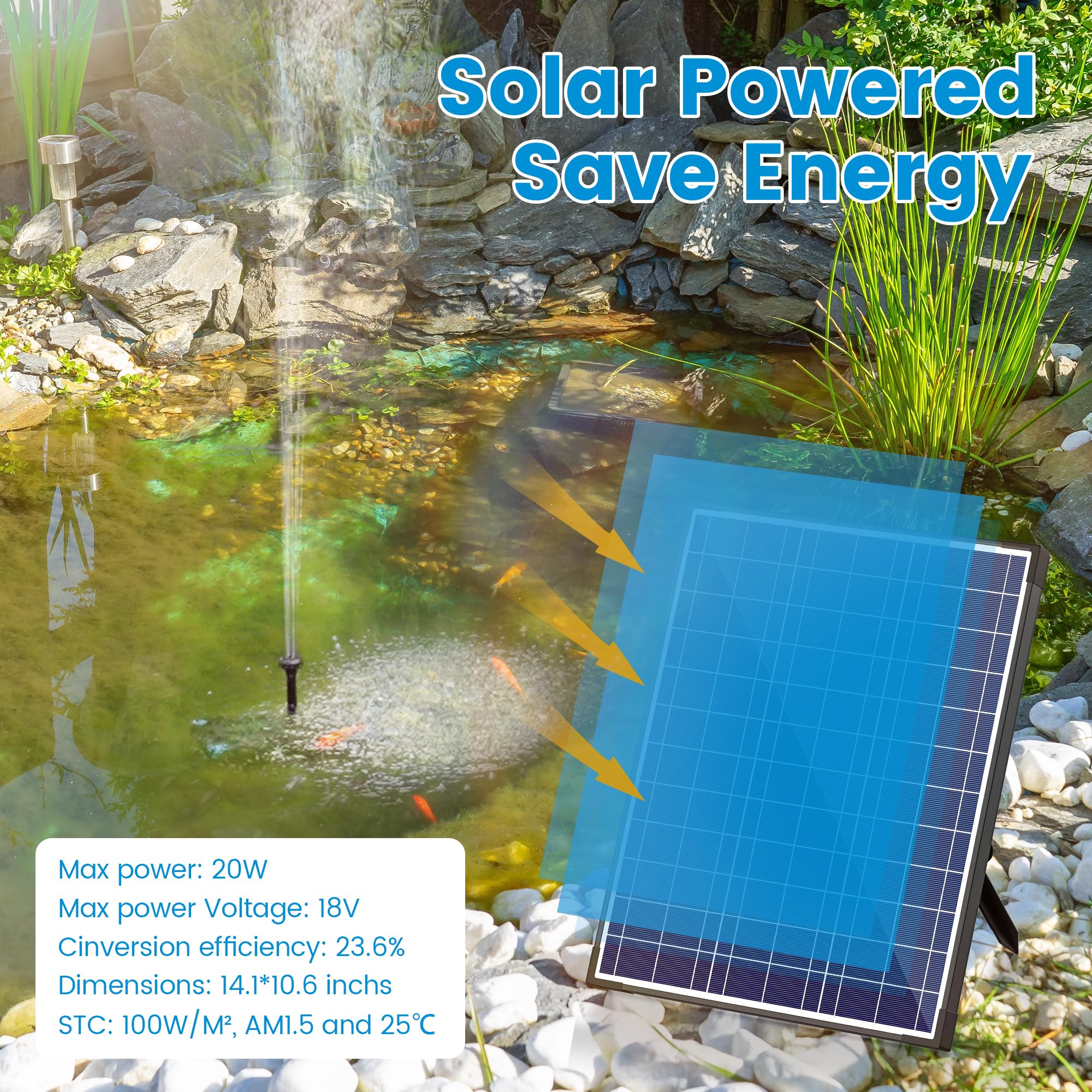 Pond Fountain NFESOLAR 70W Solar Pond Filter Fountain Kit, All-in-One 3 ...