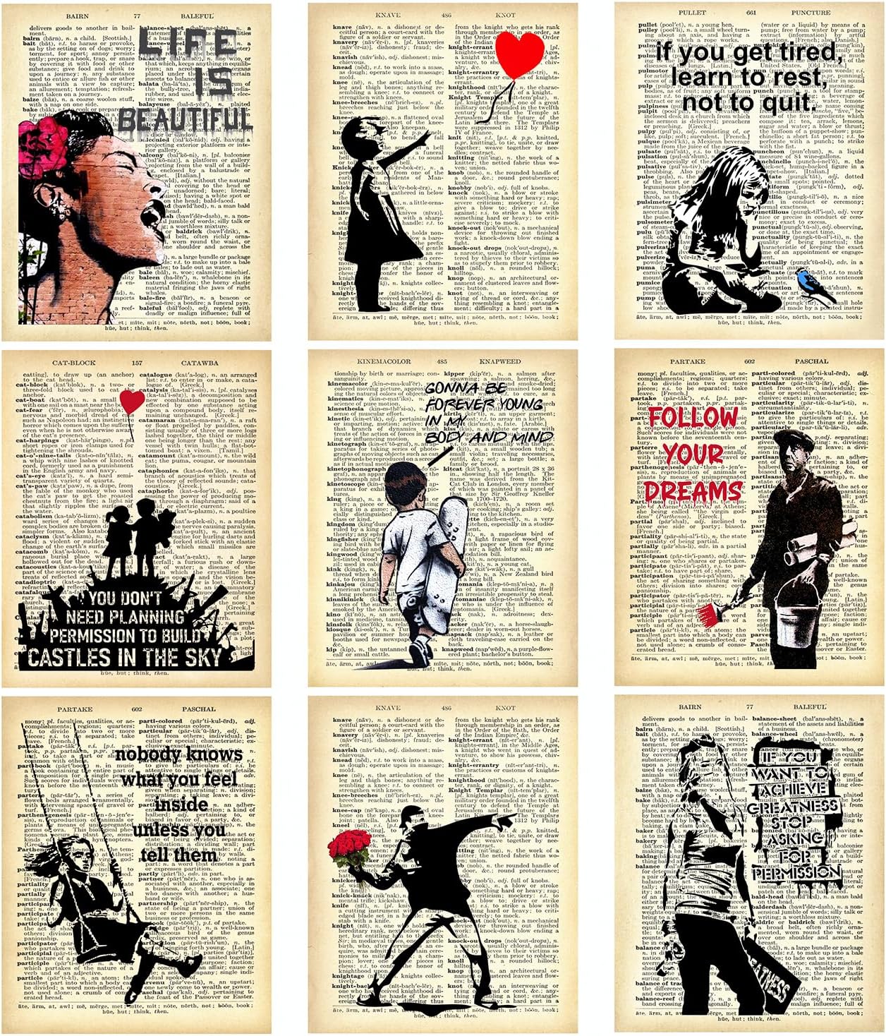 Amazon.com: PARTH iMPEX Banksy Wall Art Set - Motivational Graffiti ...