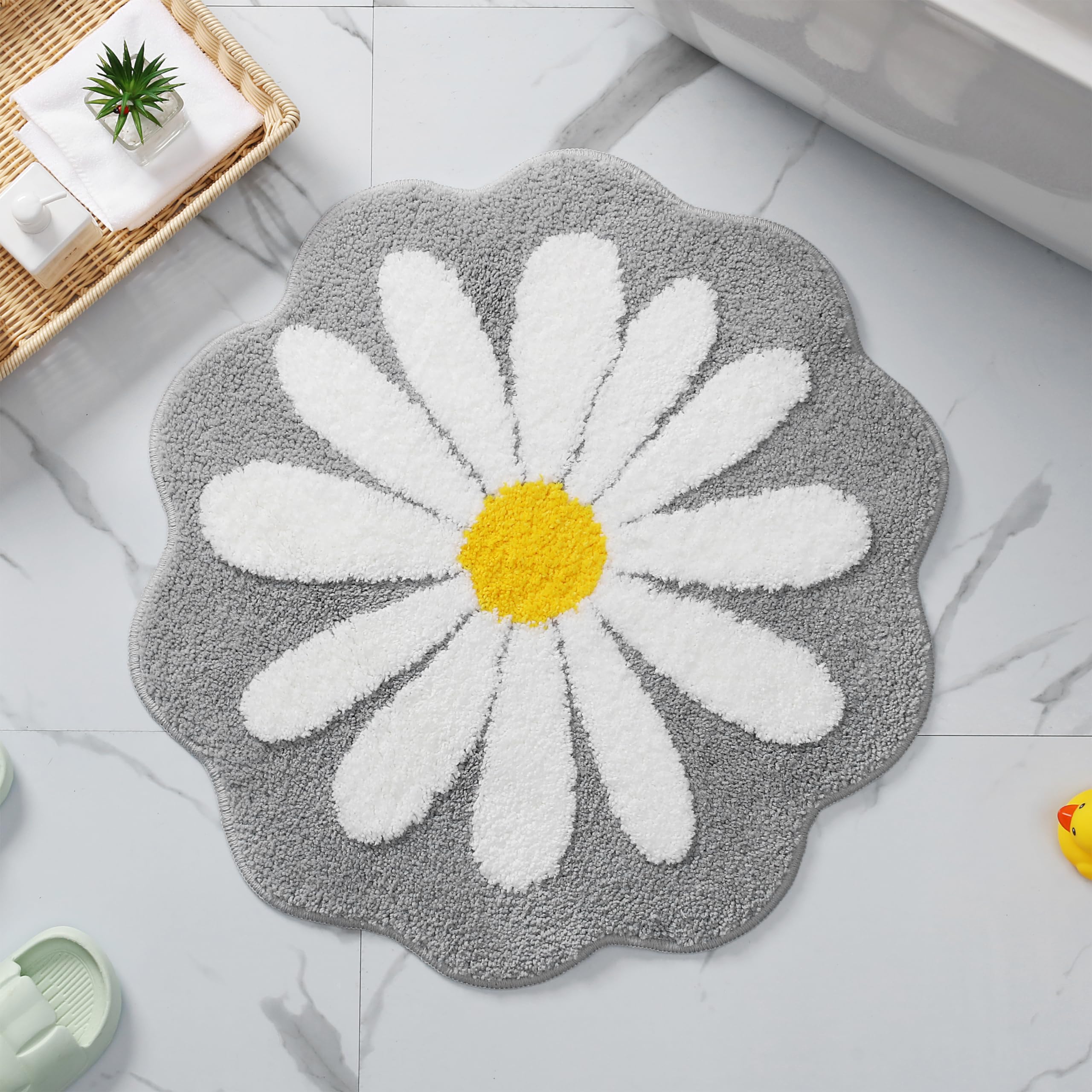 Amazon.com: Cute Bath Mat,Pink Flower Rug,Water Absorption Non Slip Mat ...