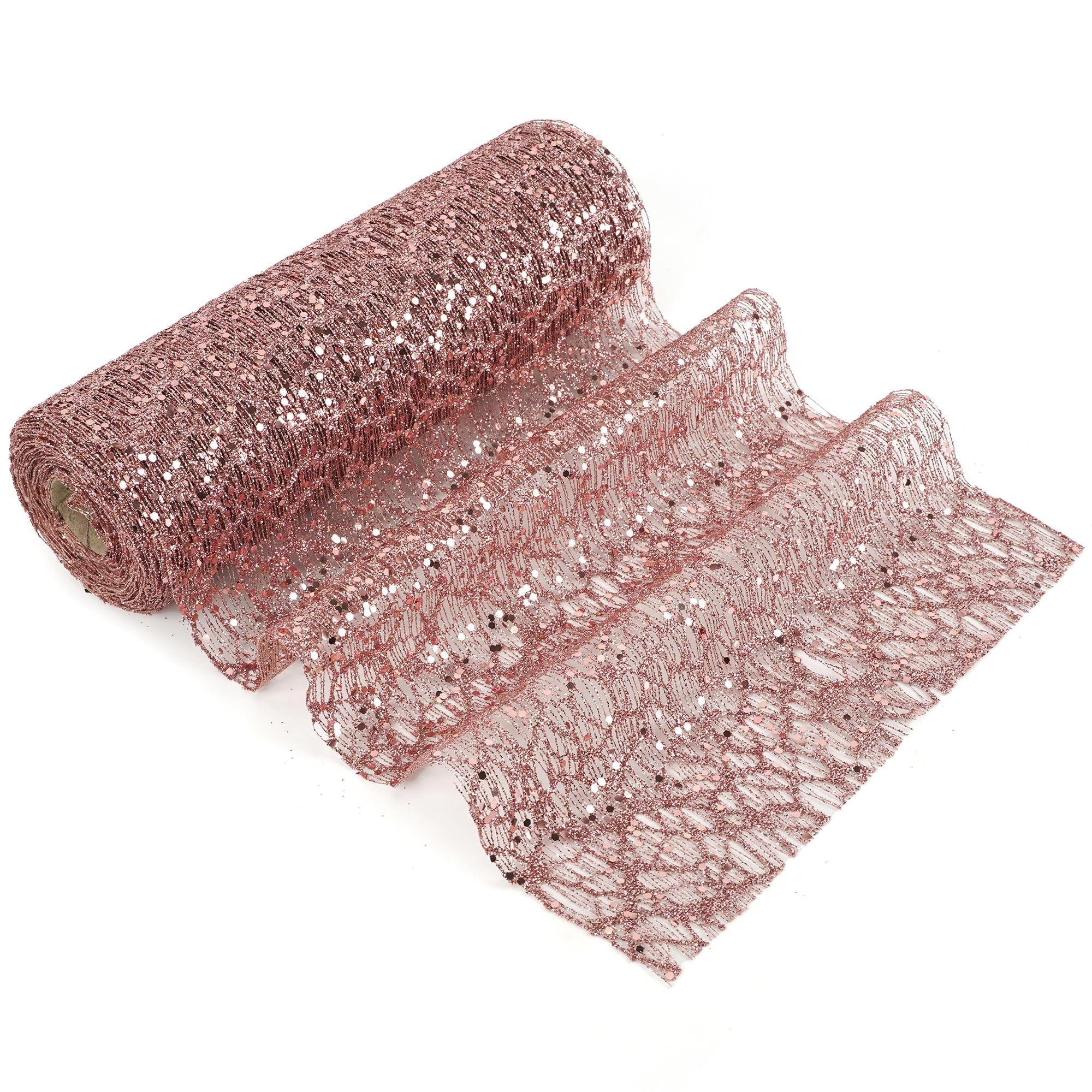 Amazon.com: MEEDEE Rose Gold Glitter Mesh Web Ribbon 10 Inch Wide By 10 ...