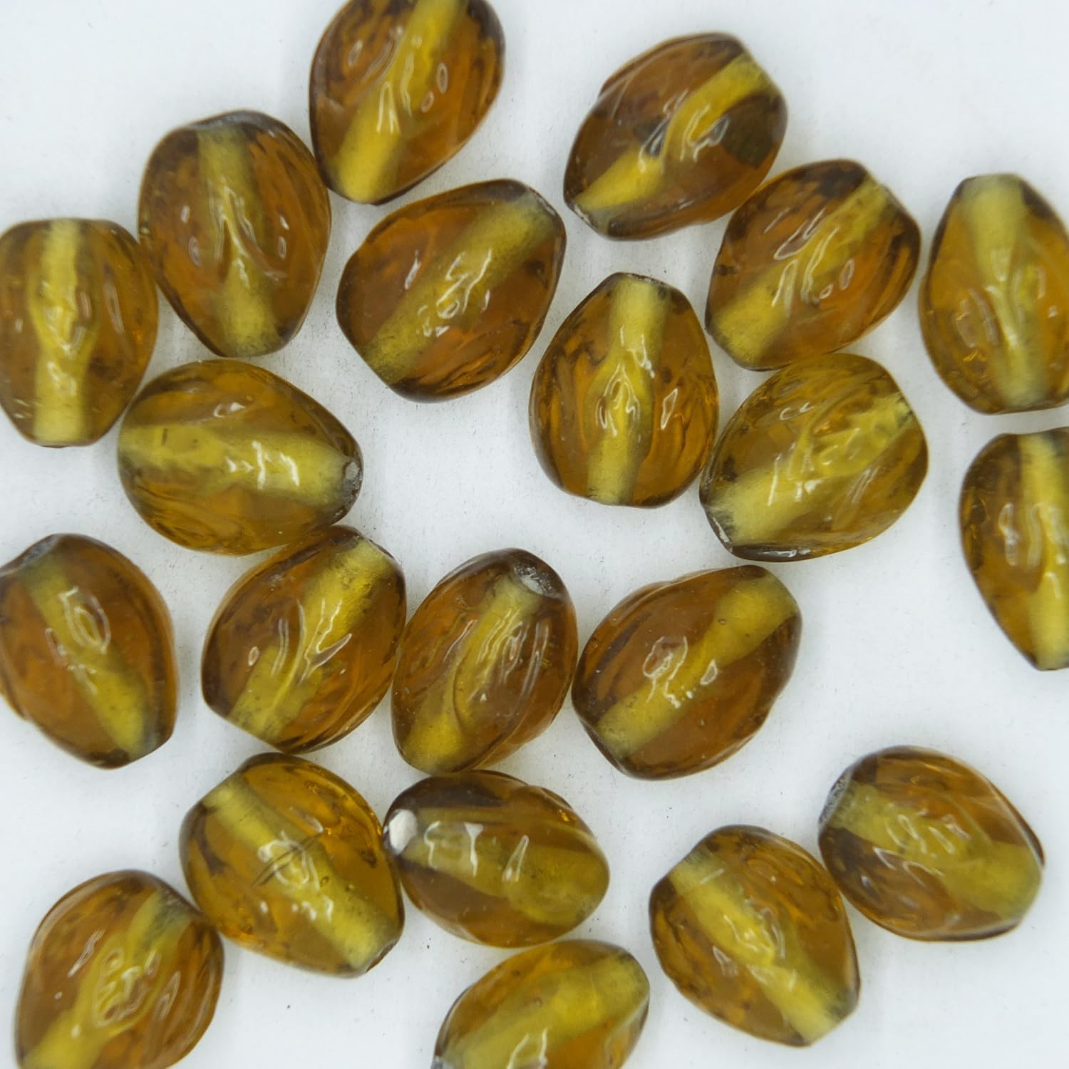 Amazon.com: Glass Beads Amber Transparent Acorn 12mm. Pack of 20. Made ...