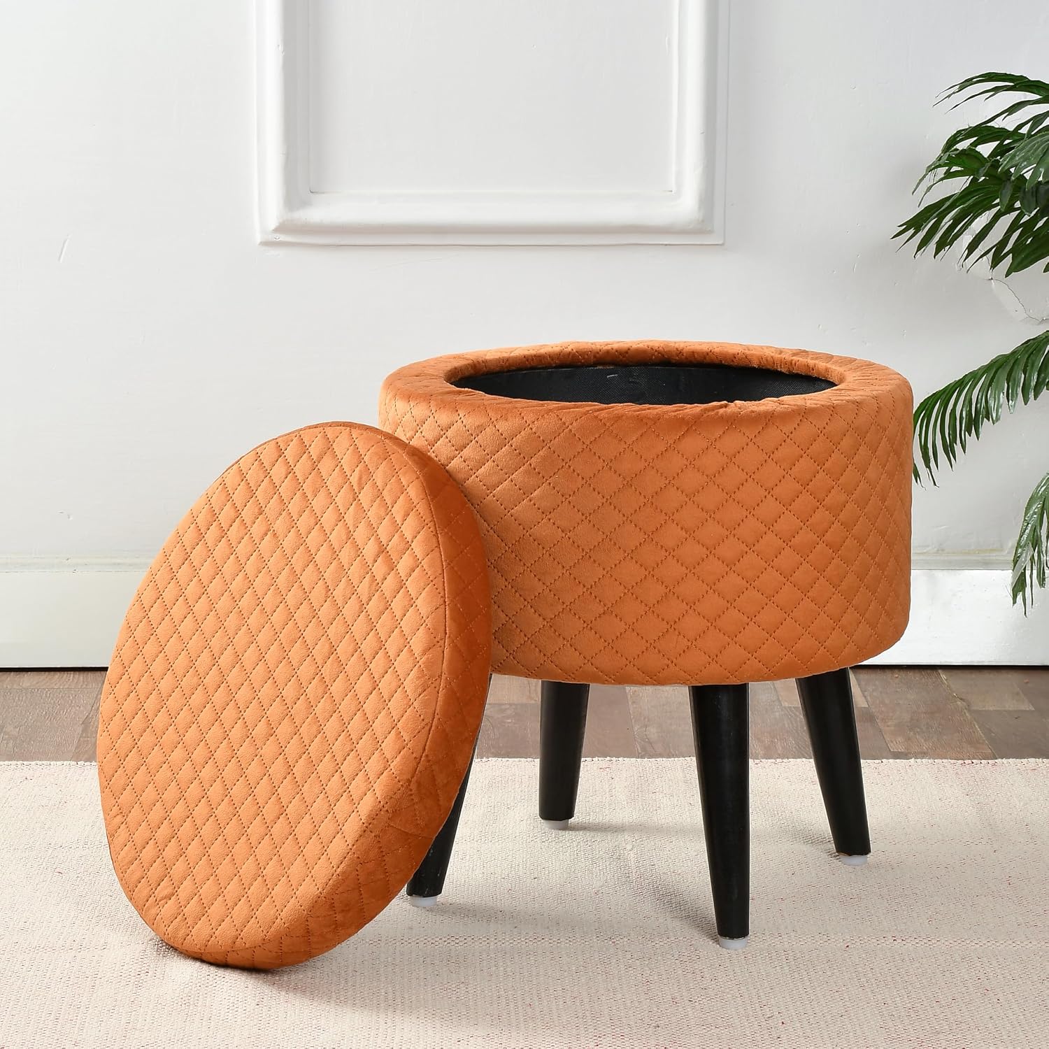 Homeaccex Storage Ottoman Stool for Living Room, Upholstered Tufeted ...