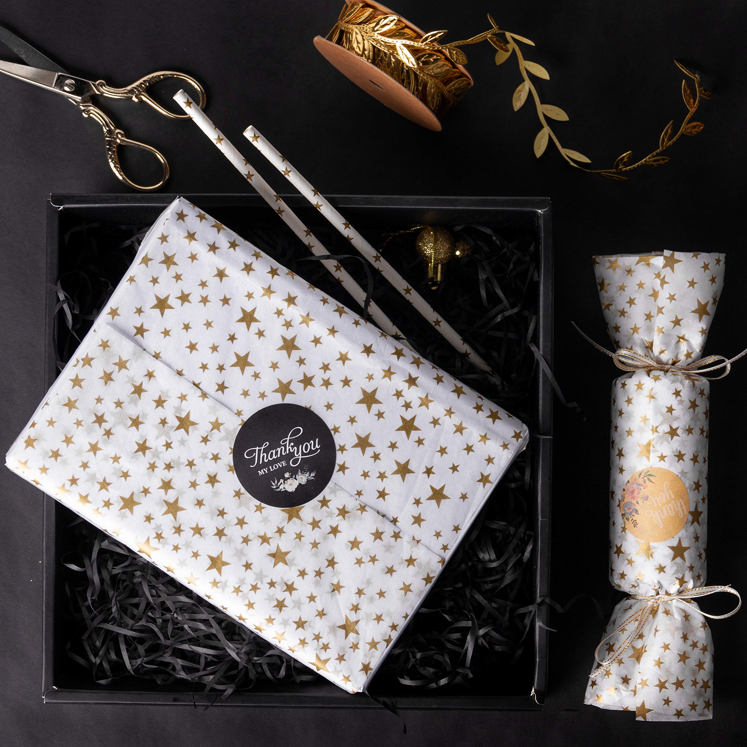 Snapklik.com : RUSPEPA Gift Wrapping Tissue Paper - Metallic Gold Star ...