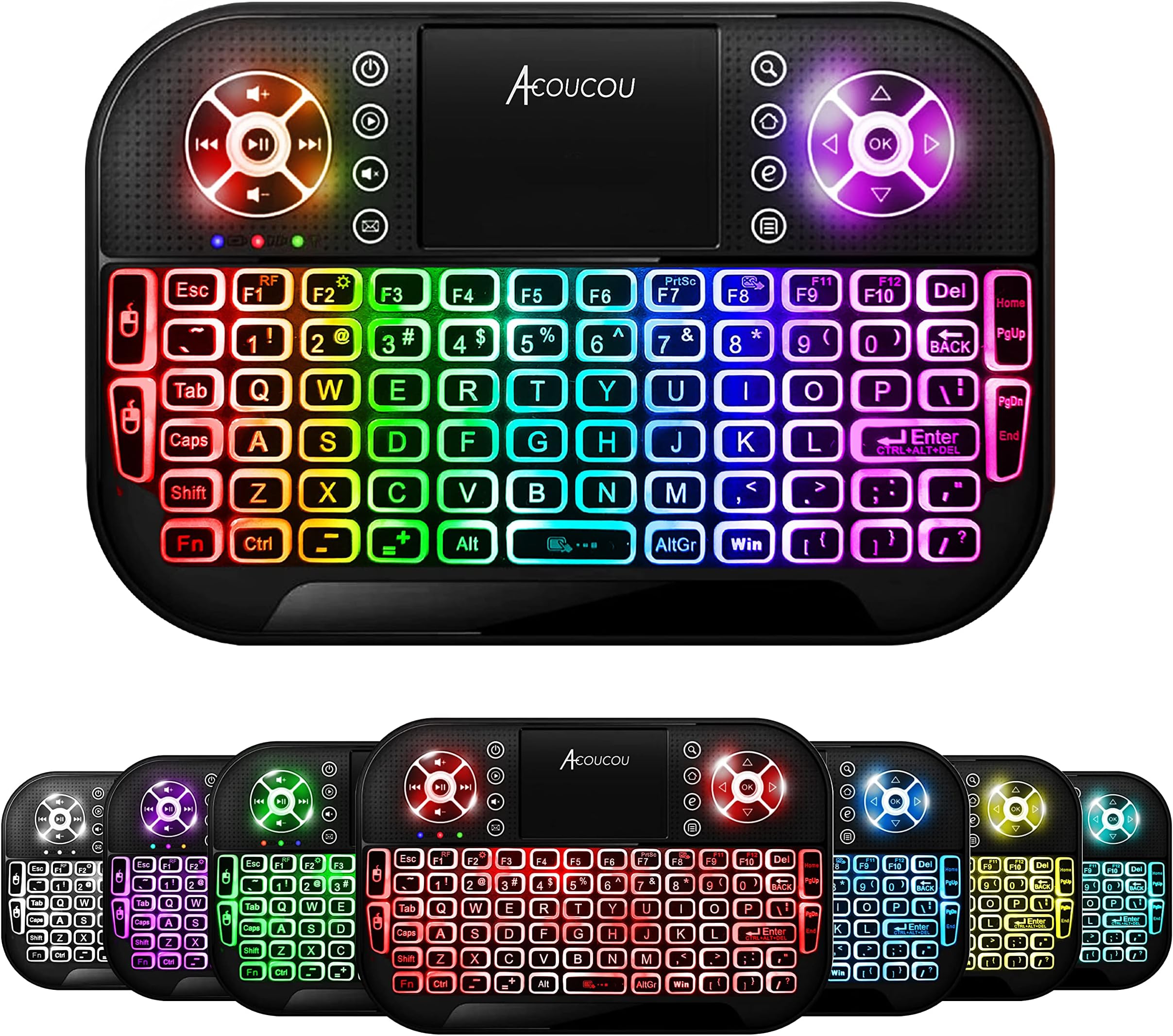 Amazon.com: Acoucou 2.4GHz USB Mini Keyboard(Upgrade Dynamic Backlit ...