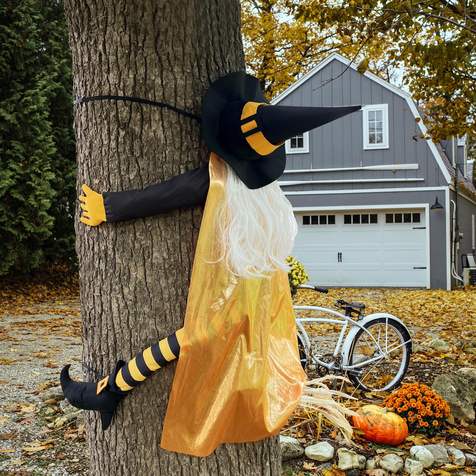 Amazon.com: Large Halloween Decor Outdoor-Giiffu 53" Witch Crashing ...