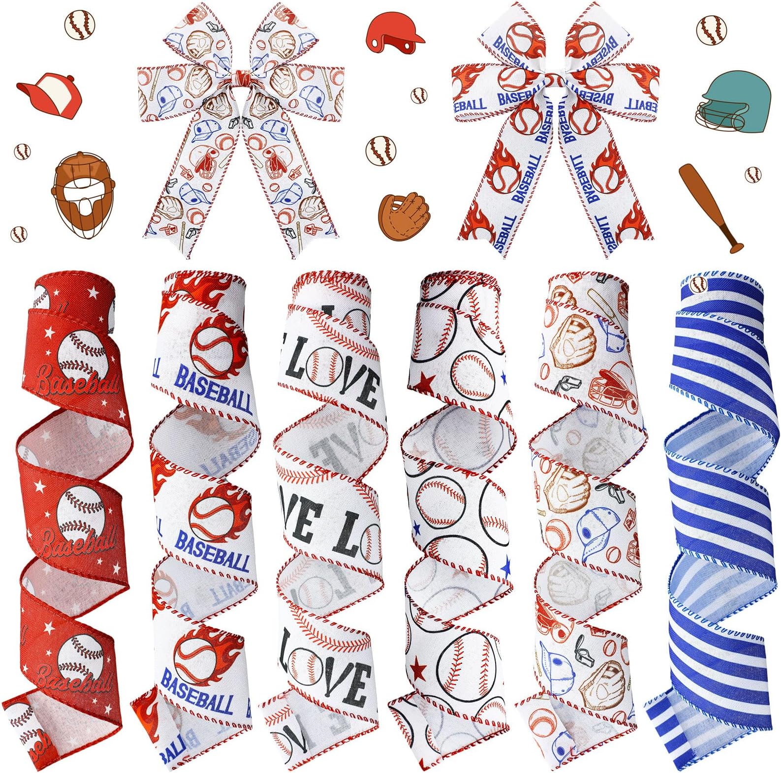 Amazon.com: Baseball Print Satin Wired Ribbon, 1.5" Wide x 10 Yards ...
