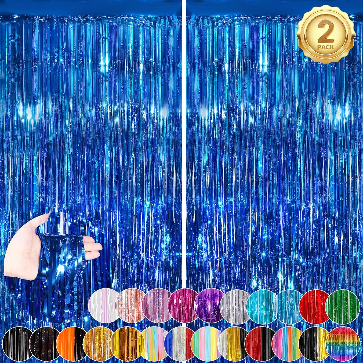 Amazon.com: Blue Fringe Curtain Party Streamers 2Pack 3.3 x 8.3 Ft Foil ...