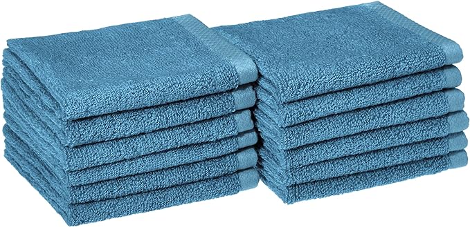 Amazon.com: Amazon basics cotton washcloths, Lightweight quick-dry, 12 ...