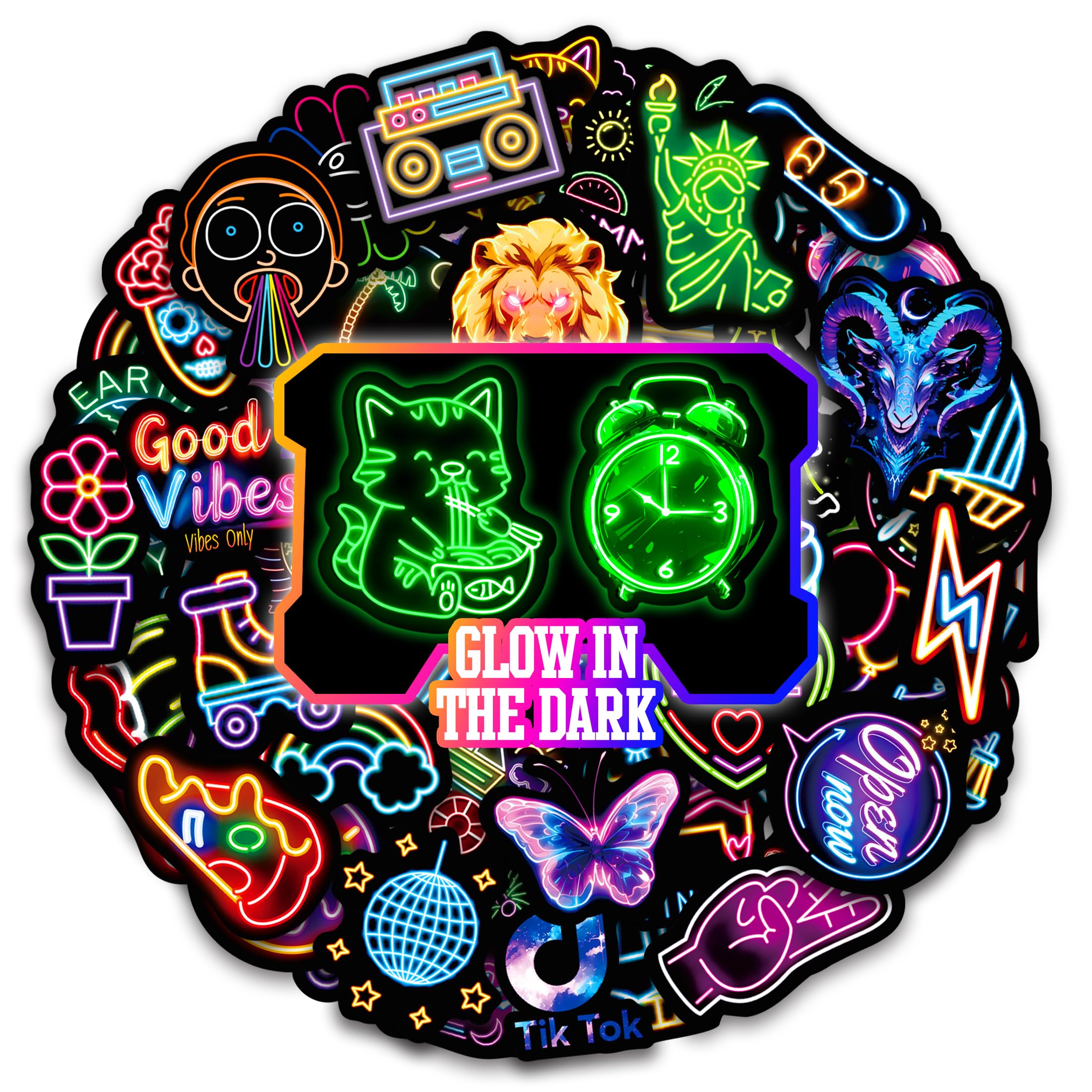 Amazon.com: 50Pcs Glow in The Dark Neon Water Bottle Stickers for Kids ...