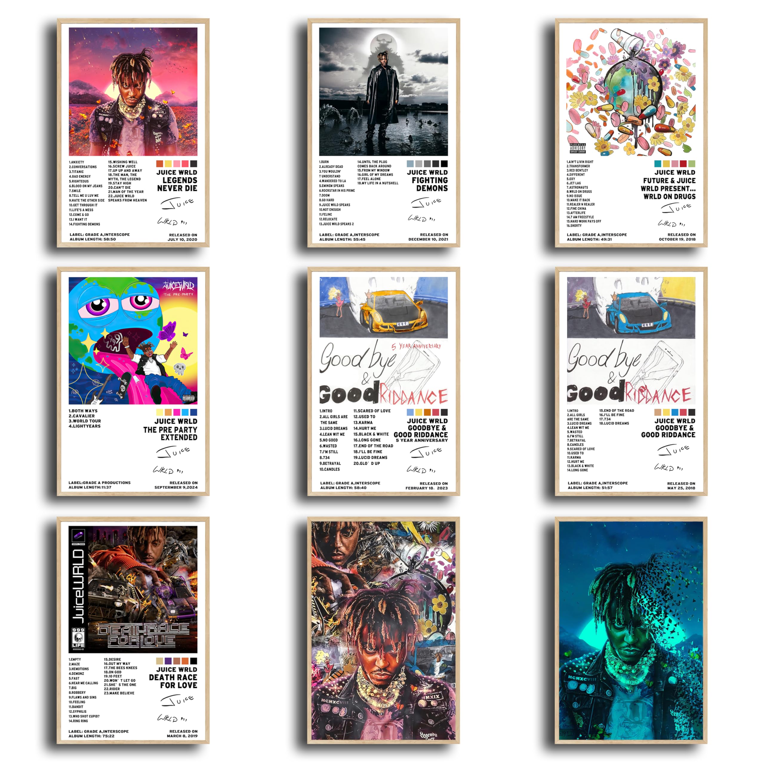 Amazon.com: Juice Wrld 9 Pcs| Posters, Album Cover Posters, LEGENDS ...