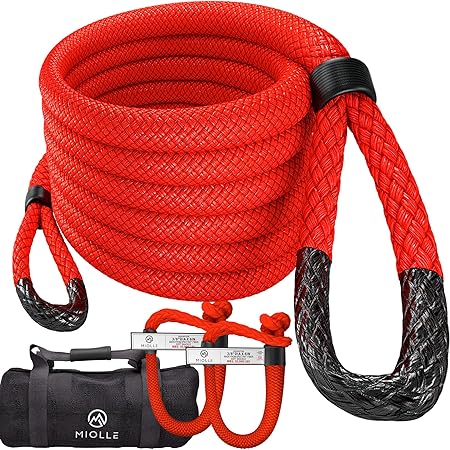 Amazon.com: Miolle 7/8" x 30' Kinetic Recovery & Tow Rope, Red (29,300 ...