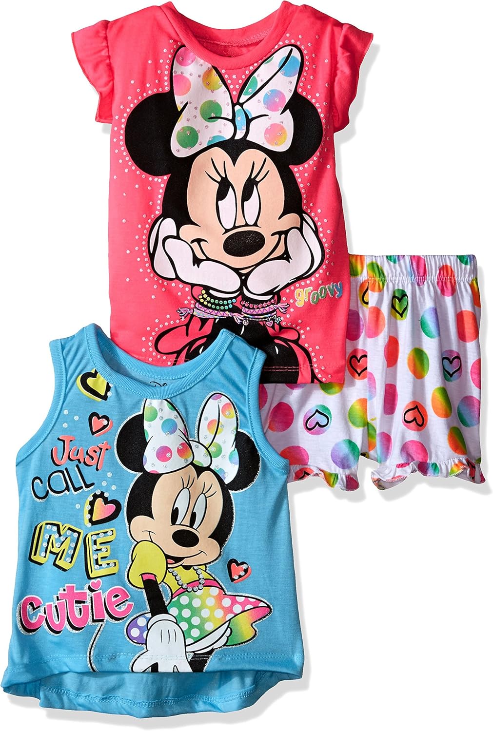 Amazon.com: Disney Toddler Girls' Minnie Mouse 3 Piece Short Set ...