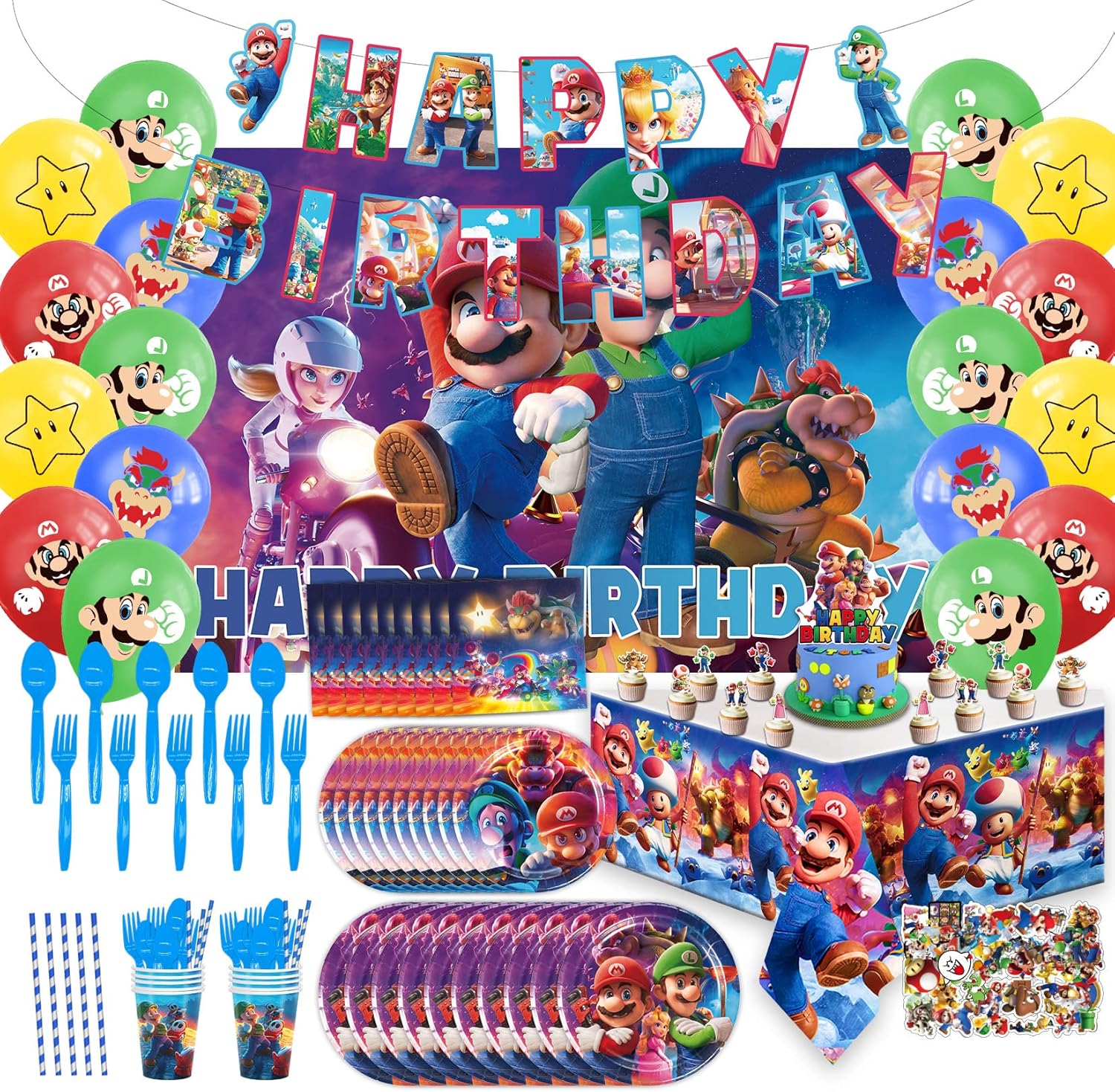 Amazon.com: Mario Birthday Party Supplies, 166 PCS Mario Party ...