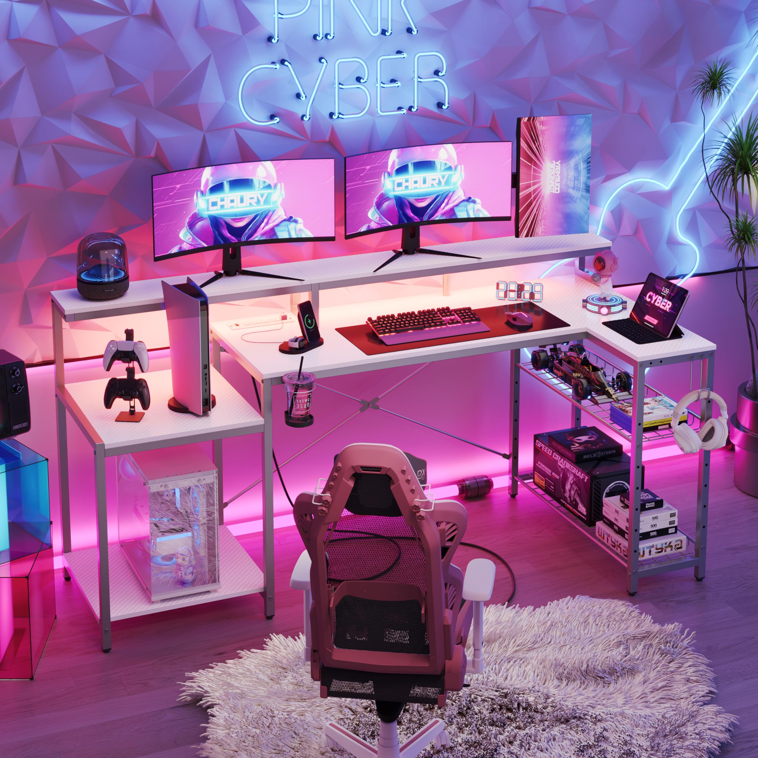 Snapklik.com : Bestier White Gaming Desk