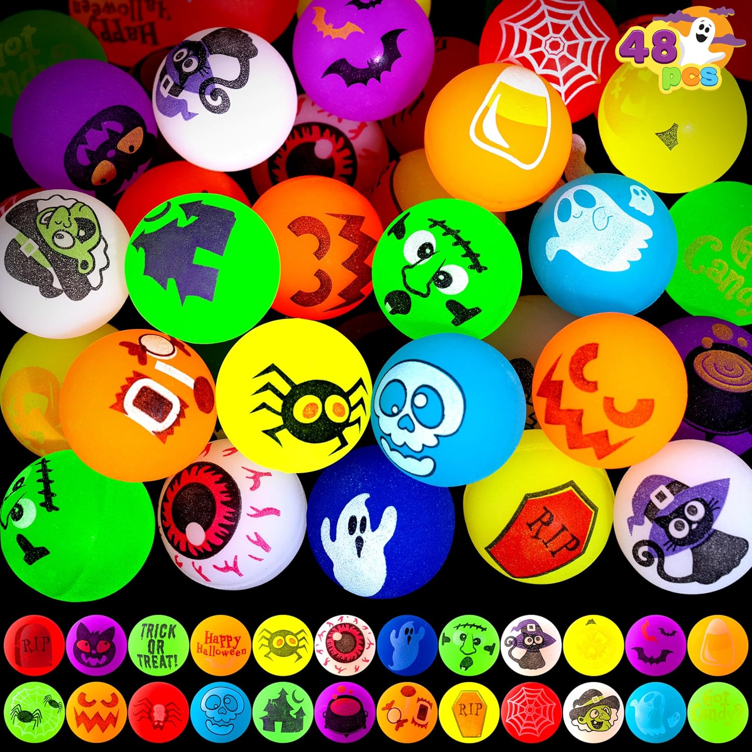 Amazon.com: JOYIN 24 PCS Glow Halloween Bouncing Balls, Glowing Bouncy ...