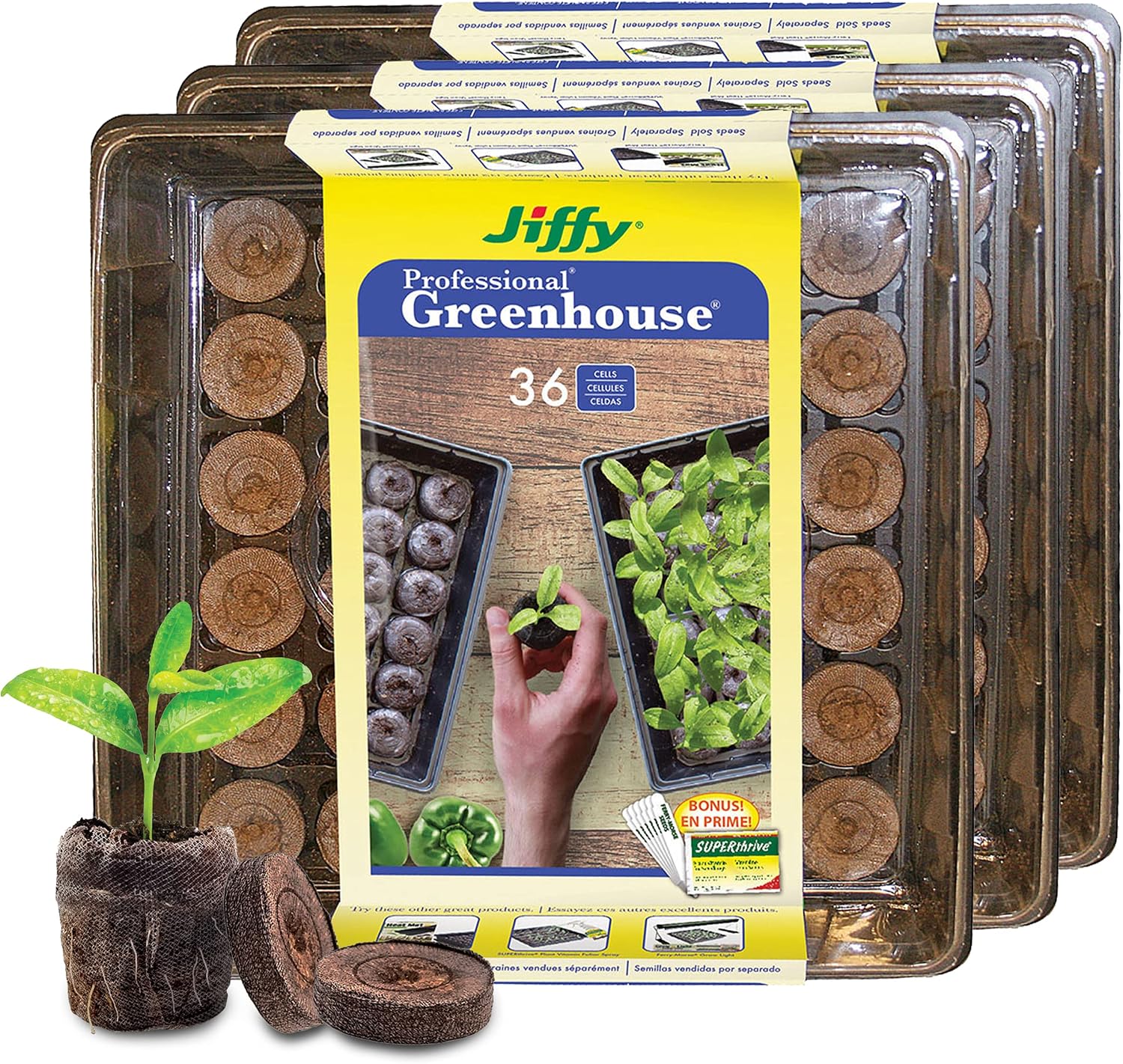 Amazon.com : Jiffy 36 Peat Pellet Seed Starting Greenhouse Bundle (Pack ...