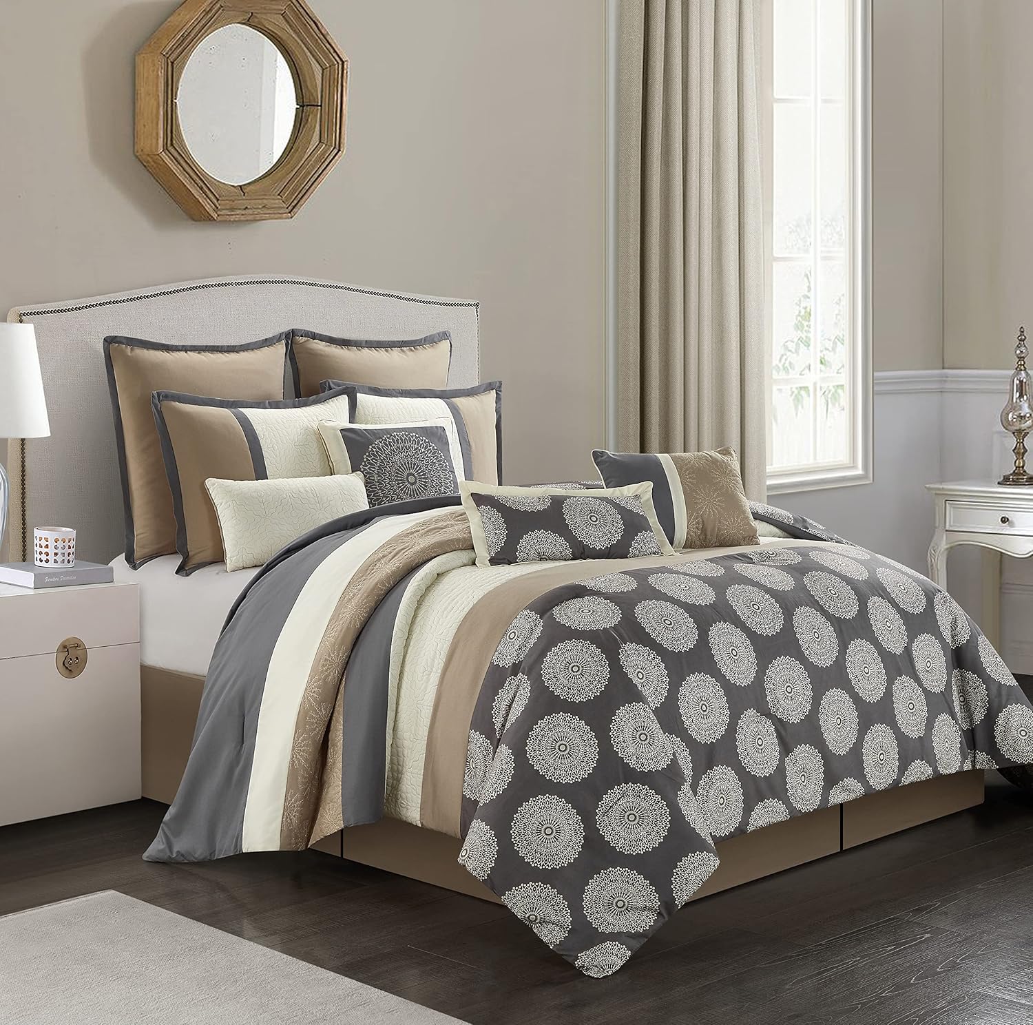 Amazon.com: Stratford Park Grey Geometric Comforter Sets California ...