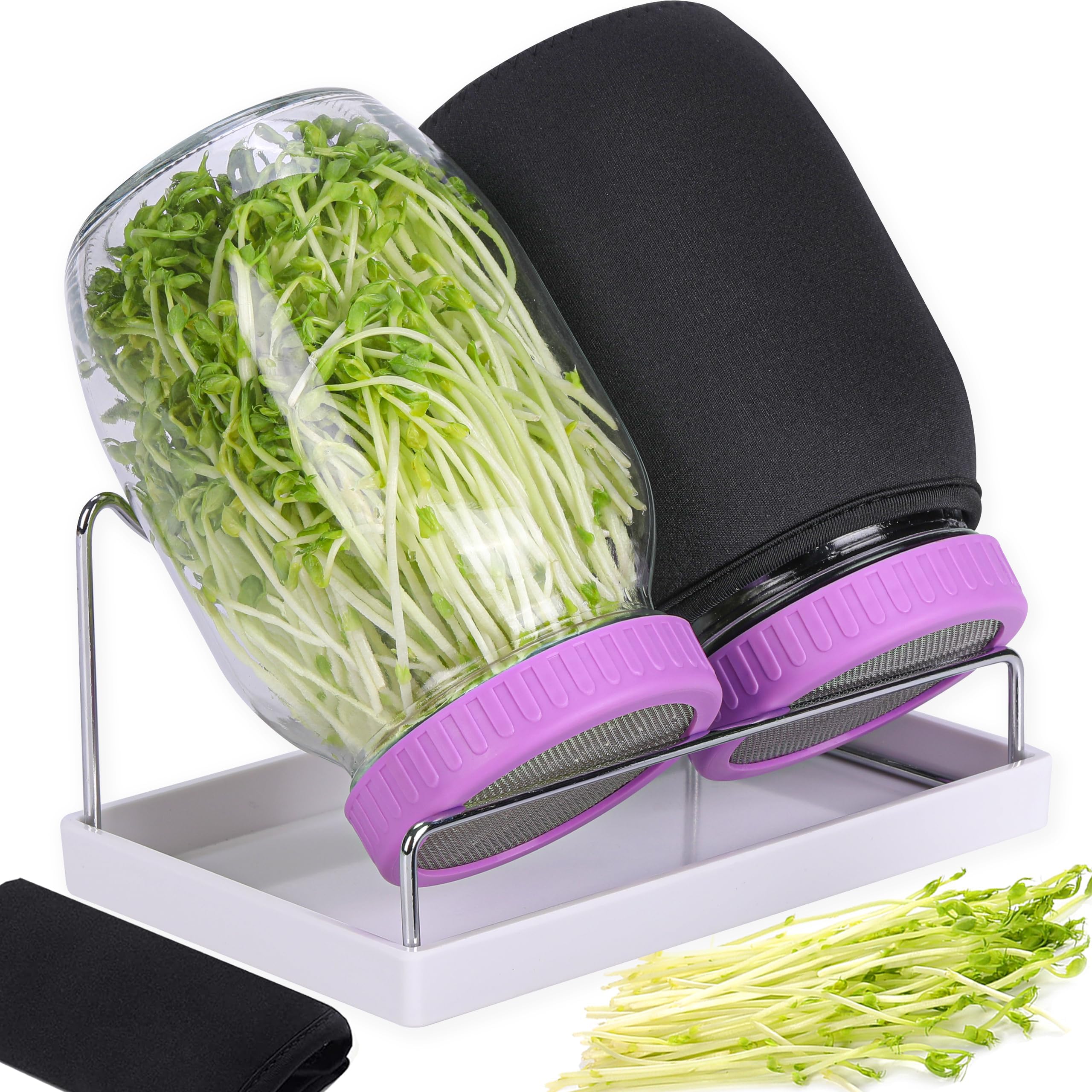 Amazon.com : Complete Sprouting Jar Kit| 2 Wide Mouth Mason Jars, 316 ...