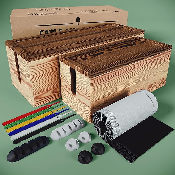 Amazon.com: NATURE SUPPLIES | Natural Wood Cable Management Box [Set of ...