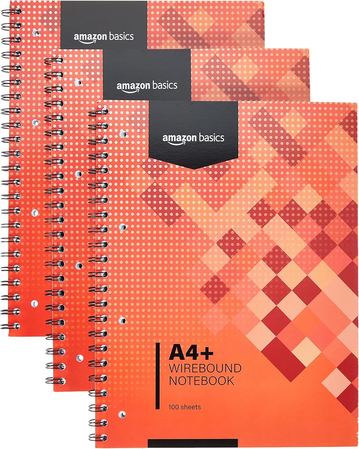 Amazon Basics Wirebound Notebook, 100 Sheets / 200 Pages, A4+, 80GSM ...