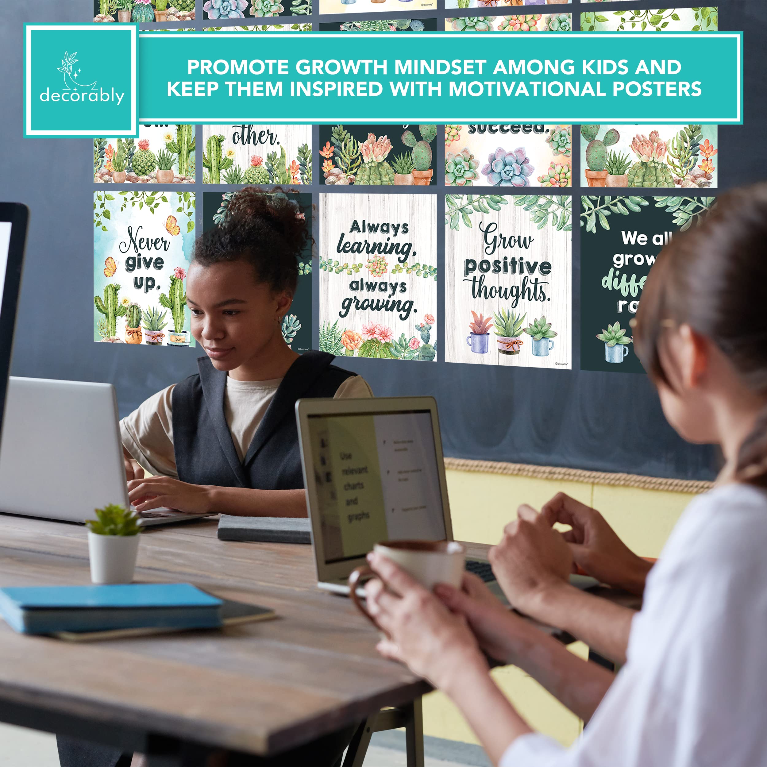 Snapklik.com : Decorably Motivational Posters For Classroom - 15 Cactus Classroom Decor