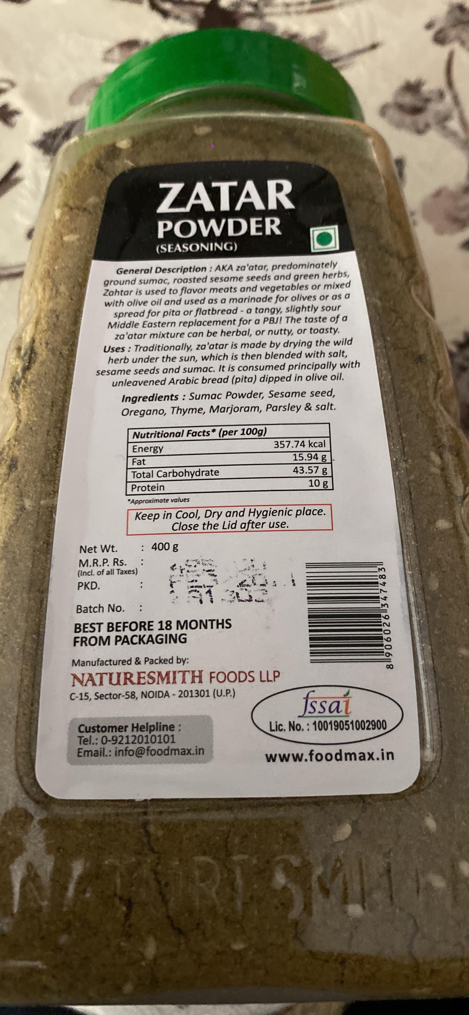 NATURESMITH ZATAR POWDER-400g | BIG JAR OF SEASONING READY TO USE ...