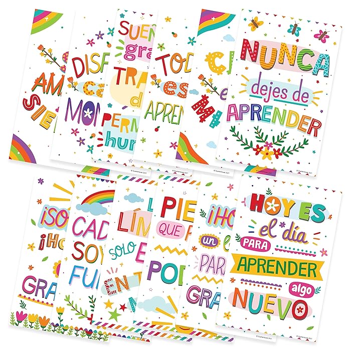 Buy Quarterhouse 12 Large Spanish Motivational Posters, Classroom ...