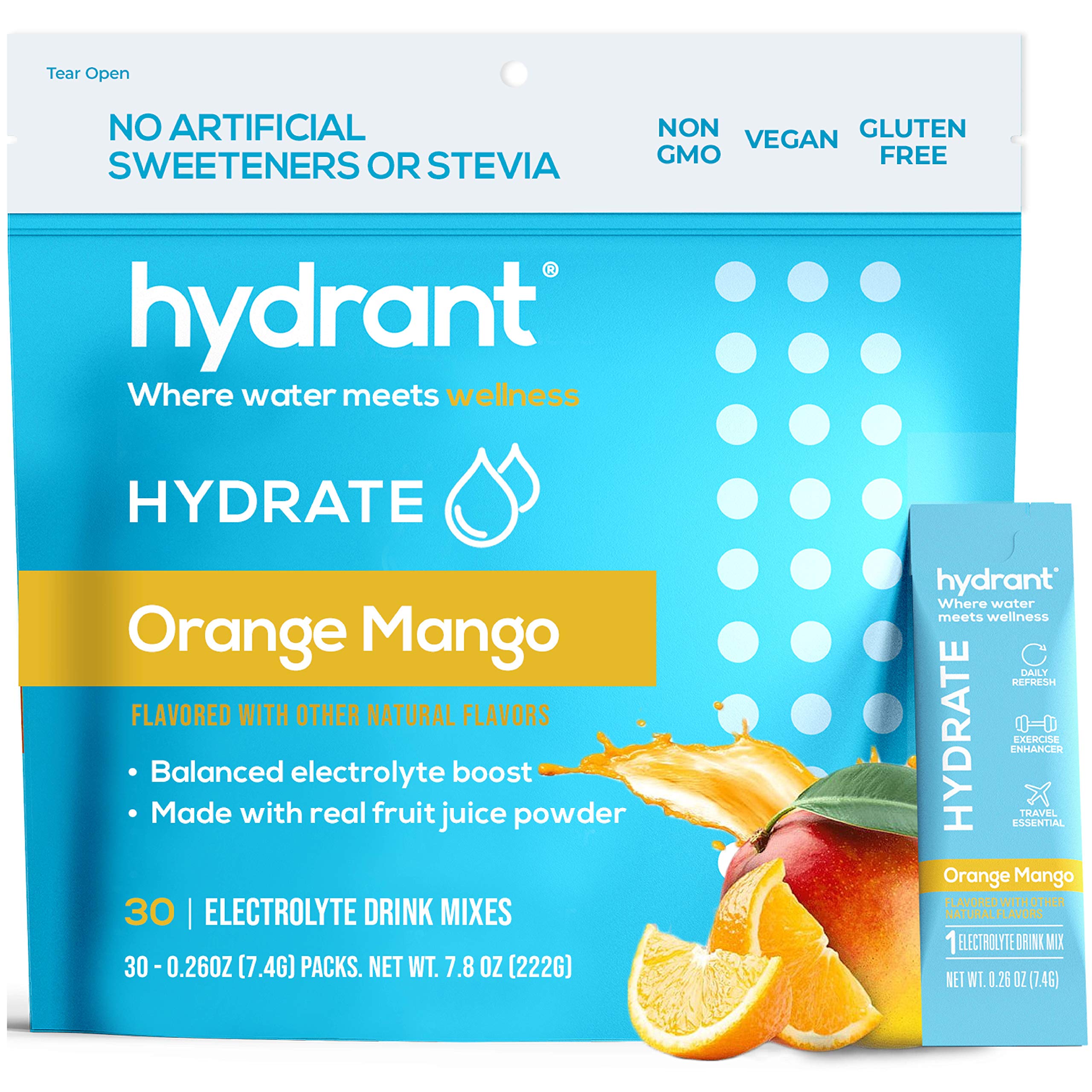 Buy Hydrant Hydrate 30 Stick Packs, Electrolyte Powder Rapid Hydration ...