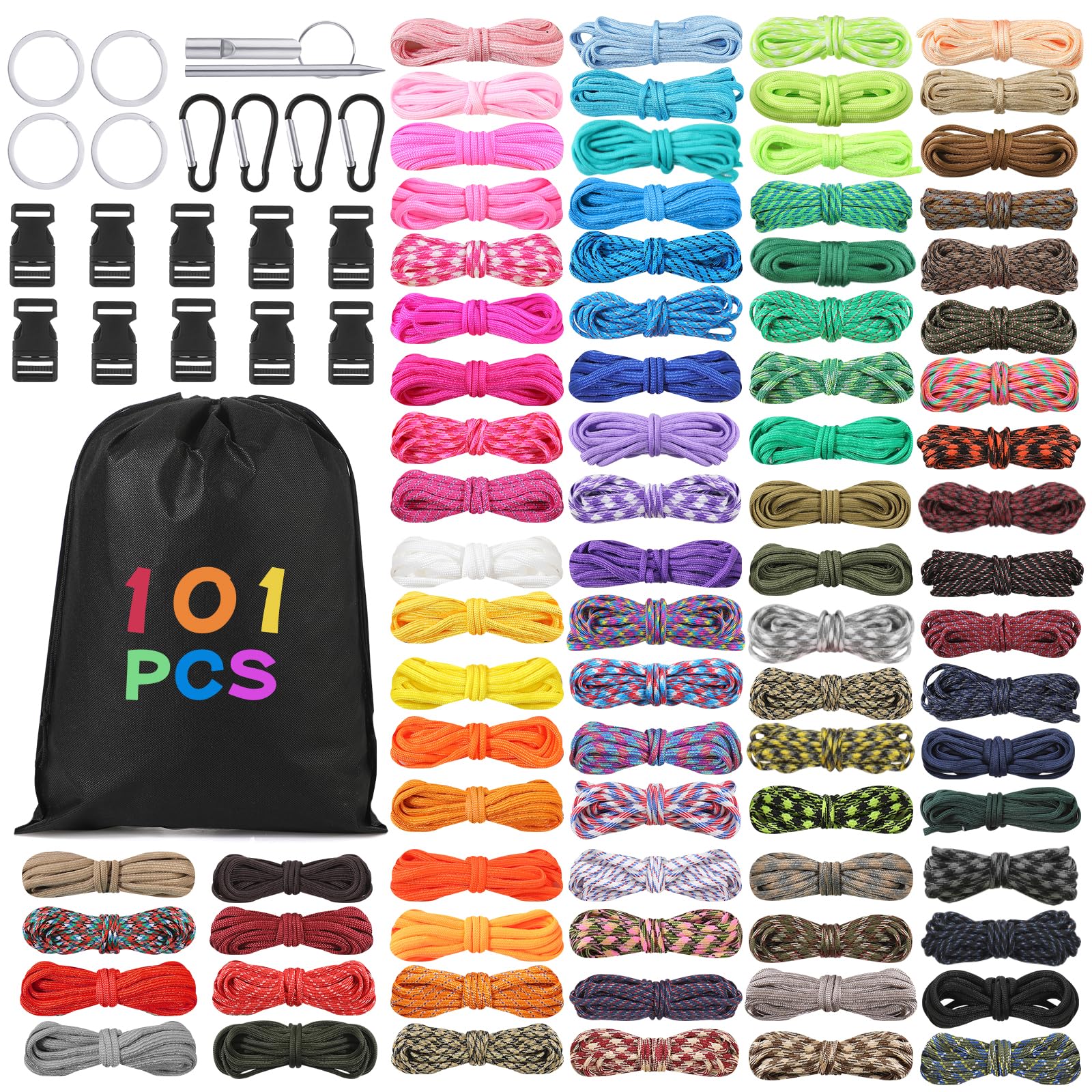 Amazon.com : Windyun 101 Pieces Paracord Combo Kit 4mm Paracord 80 ...