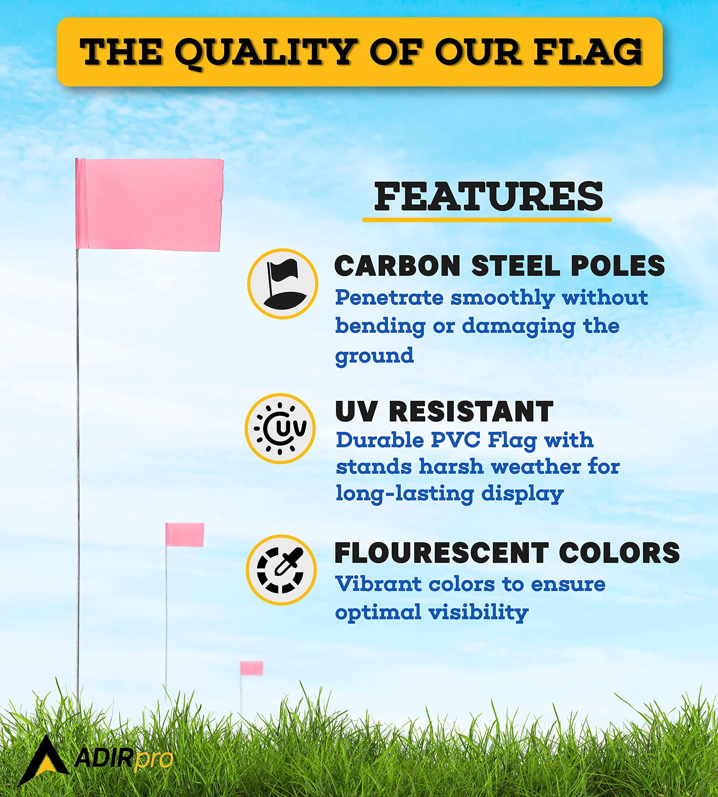 Snapklik.com : AdirPro 2x3 Stake Flags - 100 Pack Pet Boundary Flag ...