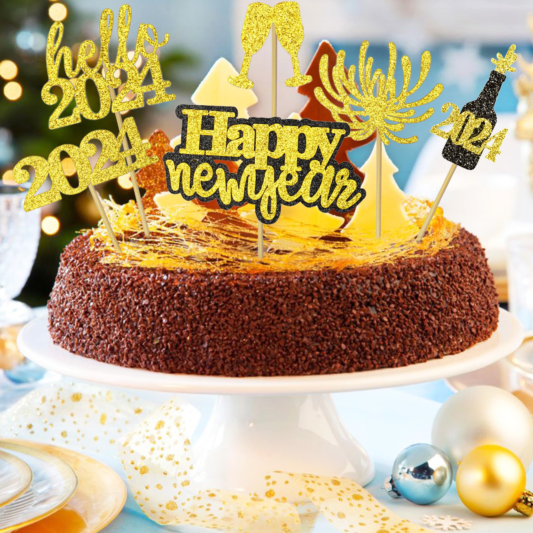 Cake Decorating Gold Glitter Mini Happy Birthday Cake Topper Gold