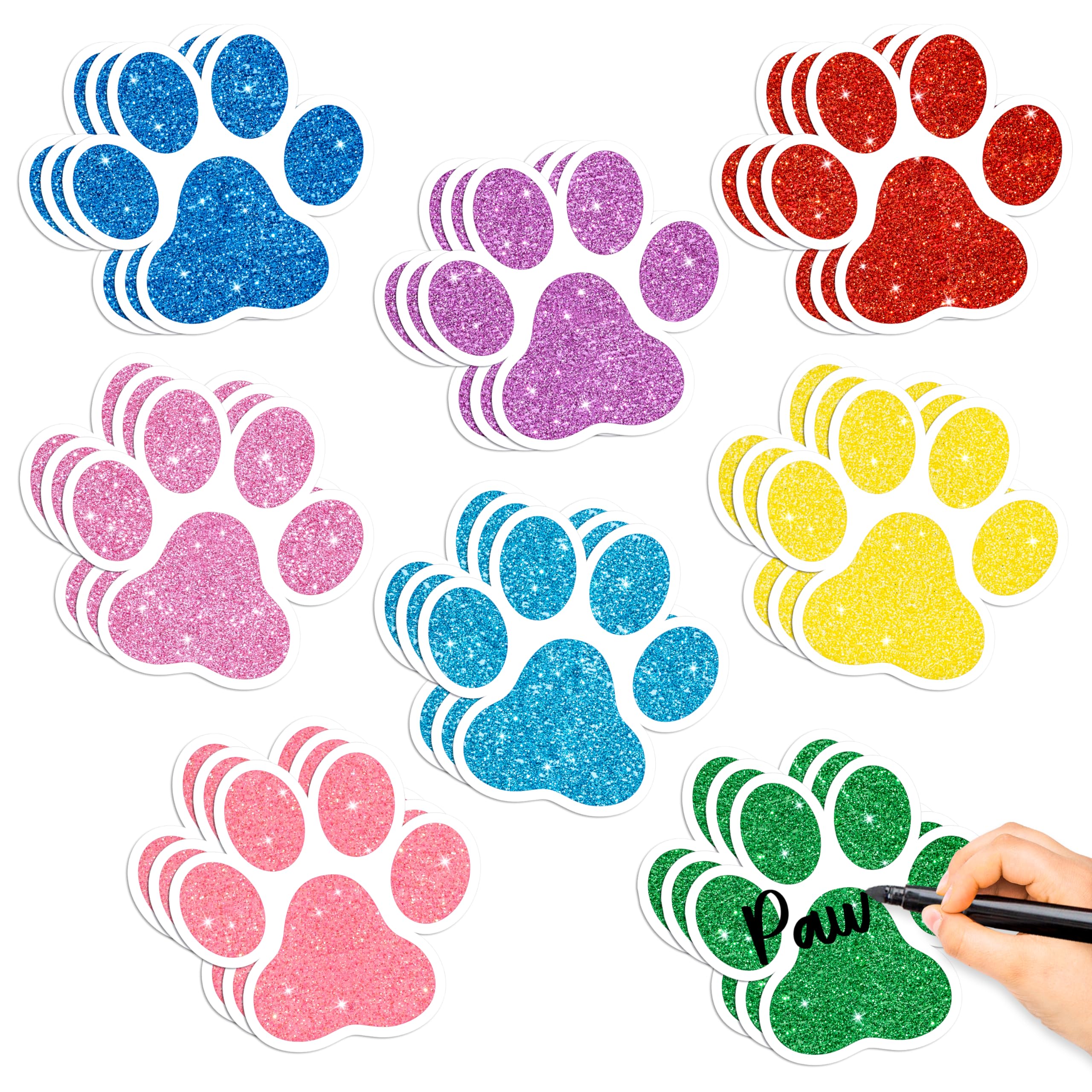 Amazon.com: BWkoss Glitter Paw Prints Cutouts- 100Pcs Colorful Paw ...