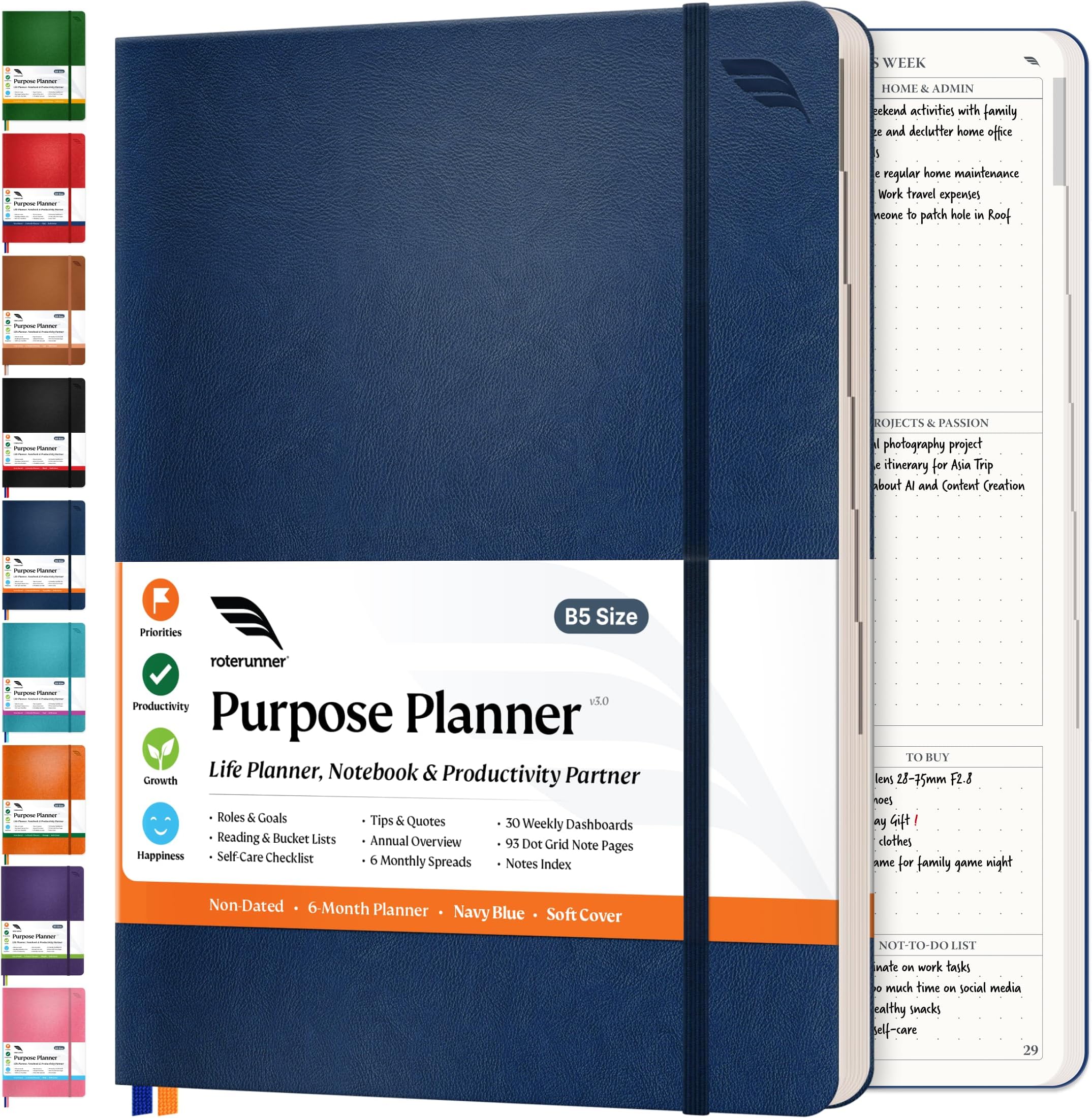 Amazon.com : Passion Planner Weekly Undated Annual Sunday Goal-Oriented ...