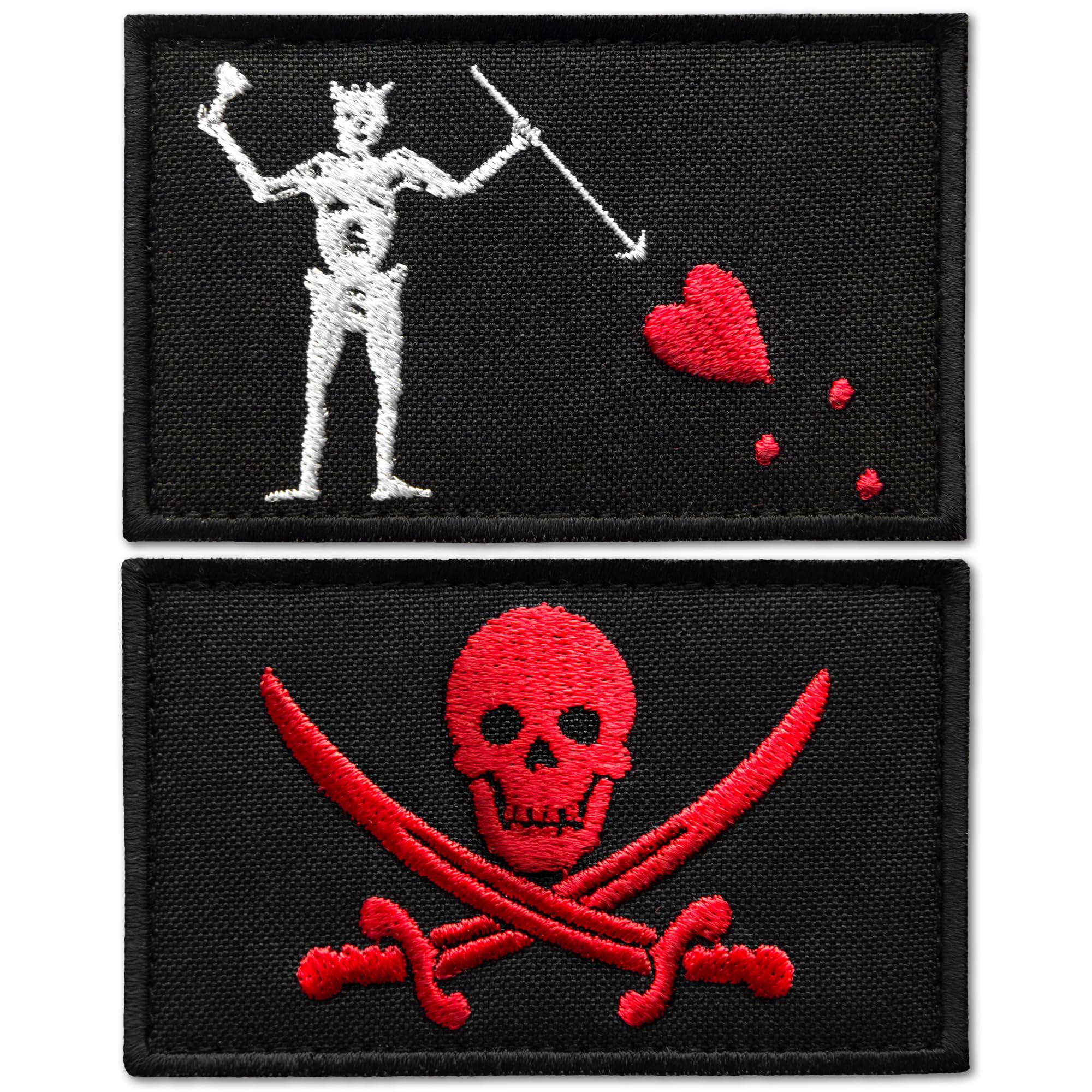 Amazon.com: Bluyellow 2Pcs Jolly Roger & Blackbeard Edward Teach Patch, Embroidered Pirate Skull ...