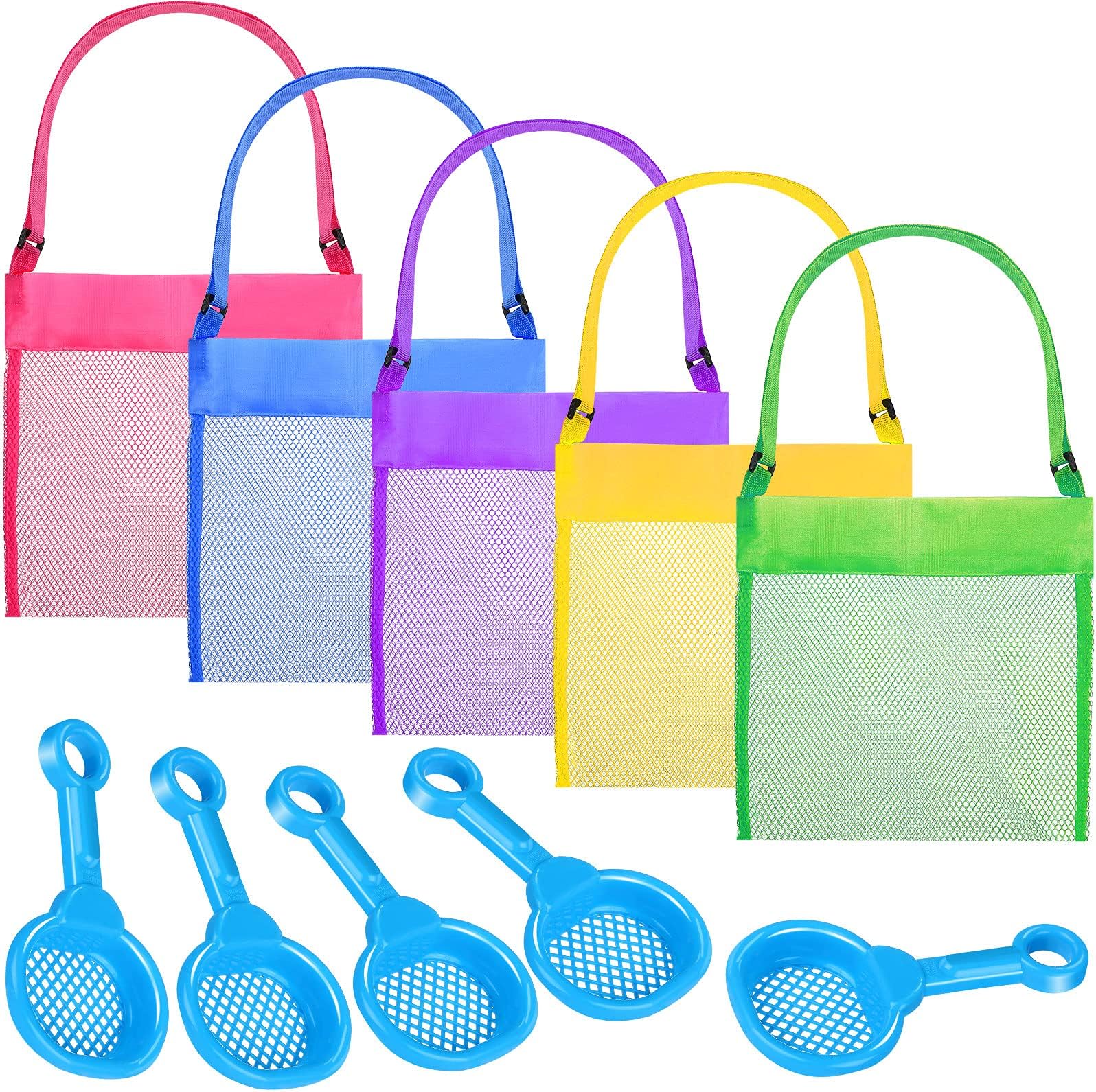 Amazon.com: 10 Pieces Shell Bag Mesh Seashell Bags Colorful Shell ...