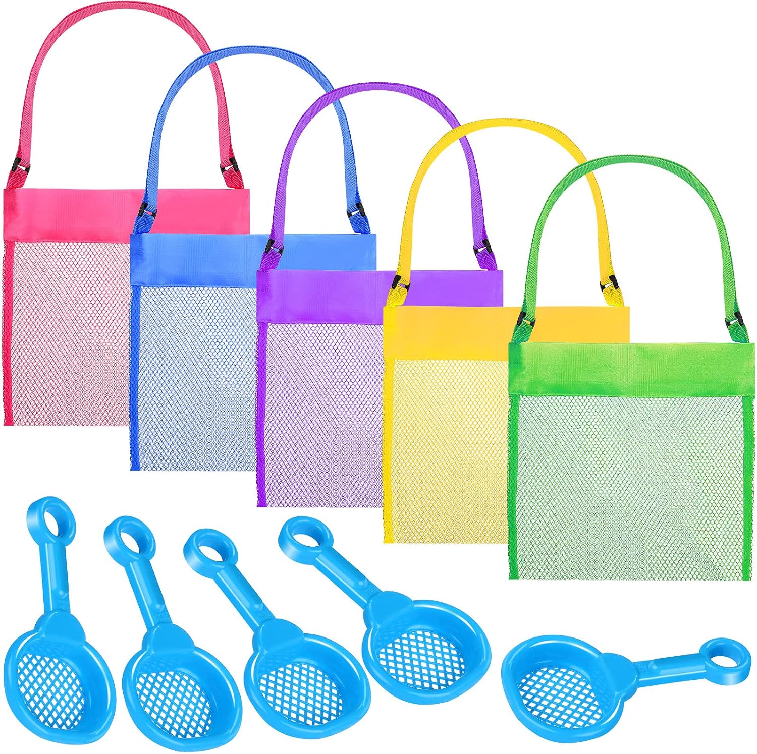 Amazon.com: 10 Pieces Shell Bag Mesh Seashell Bags Colorful Shell ...
