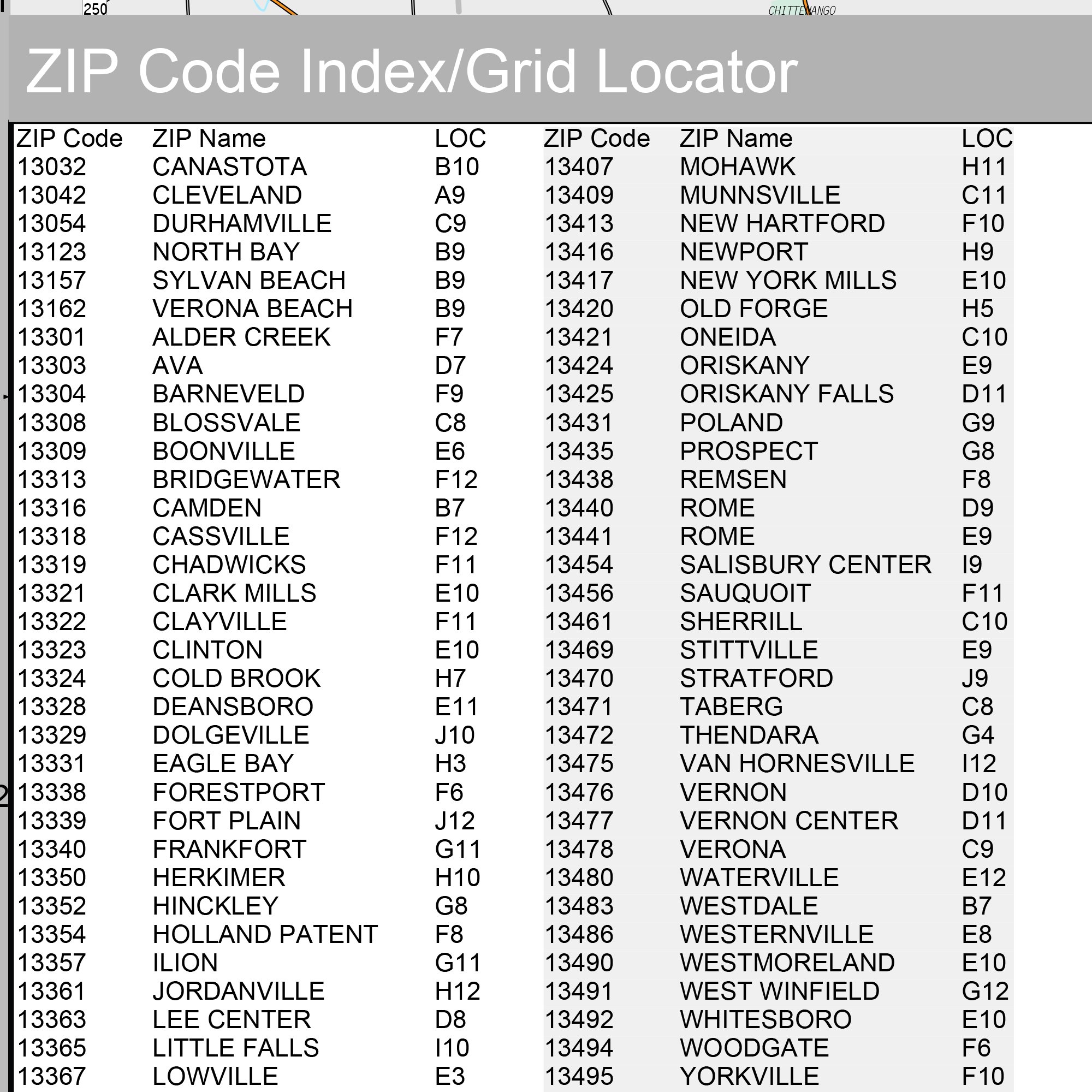 Uticarome Ny Metro Area Zip Code Wall Map Premium Style 1807 Plan Of