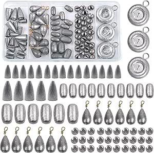 Amazon.com : Fishing Weight Sinkers Kit, 81pcs Assorted Drop Bass Sinkers Split Shot Sinkers ...