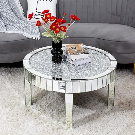 Amazon.com: GA Home Silver Mirrored Coffee Table, Rectangle Living Room ...