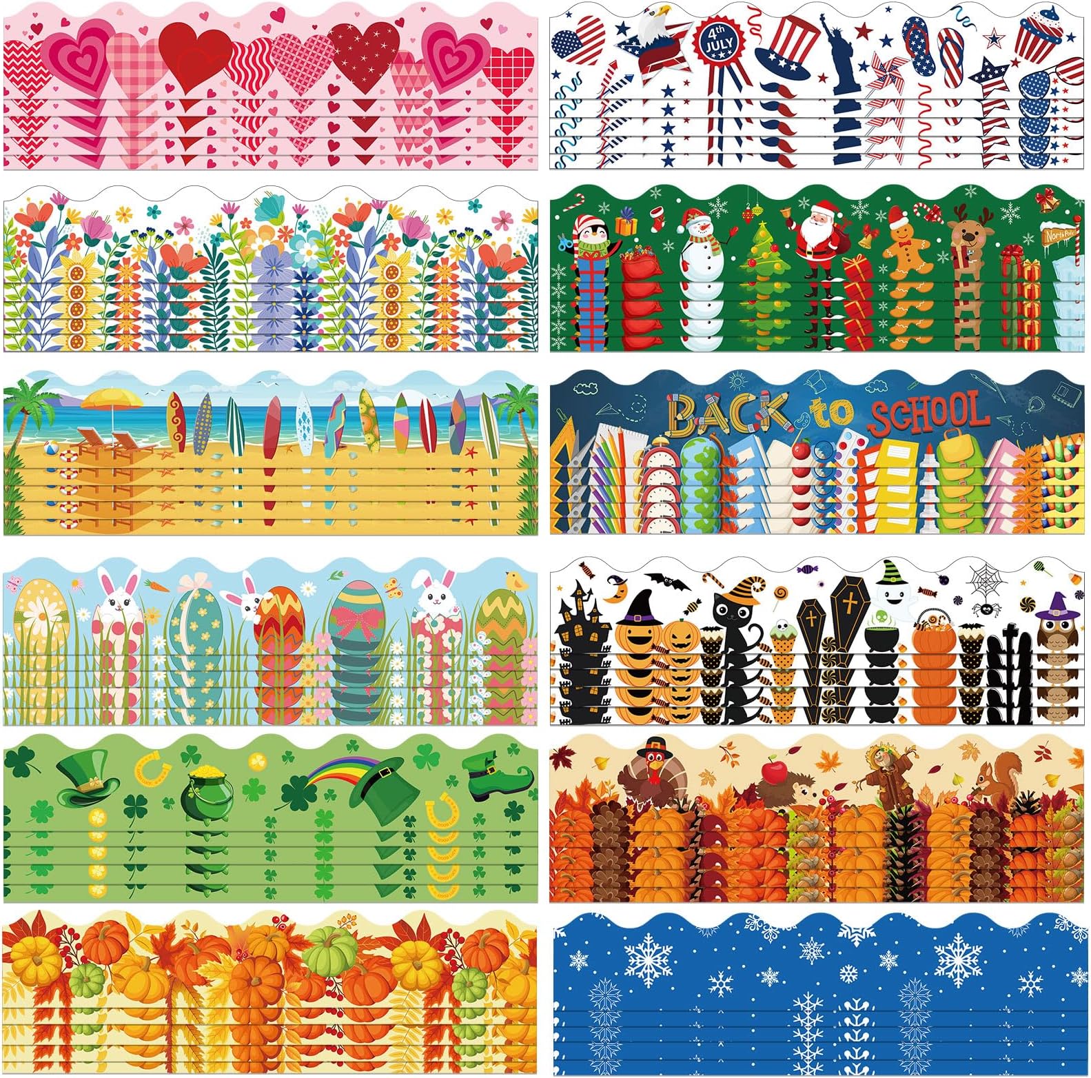 Amazon.com: Geyee 240 Pcs 236ft Holiday Bulletin Board Borders Colorful ...