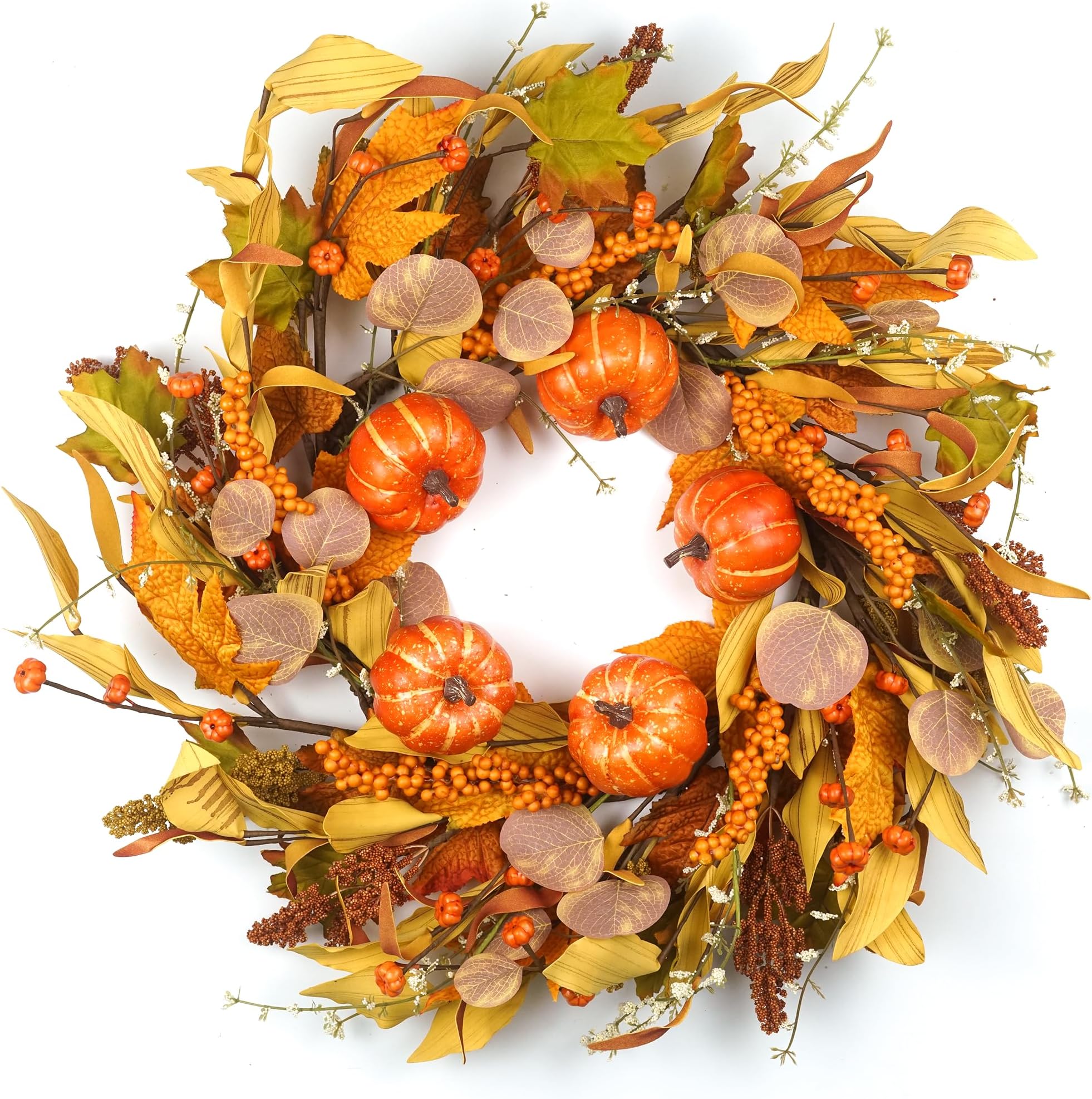 Amazon.com: Fall Wreath 20" Autumn Wreath for Front Door, Harvest ...