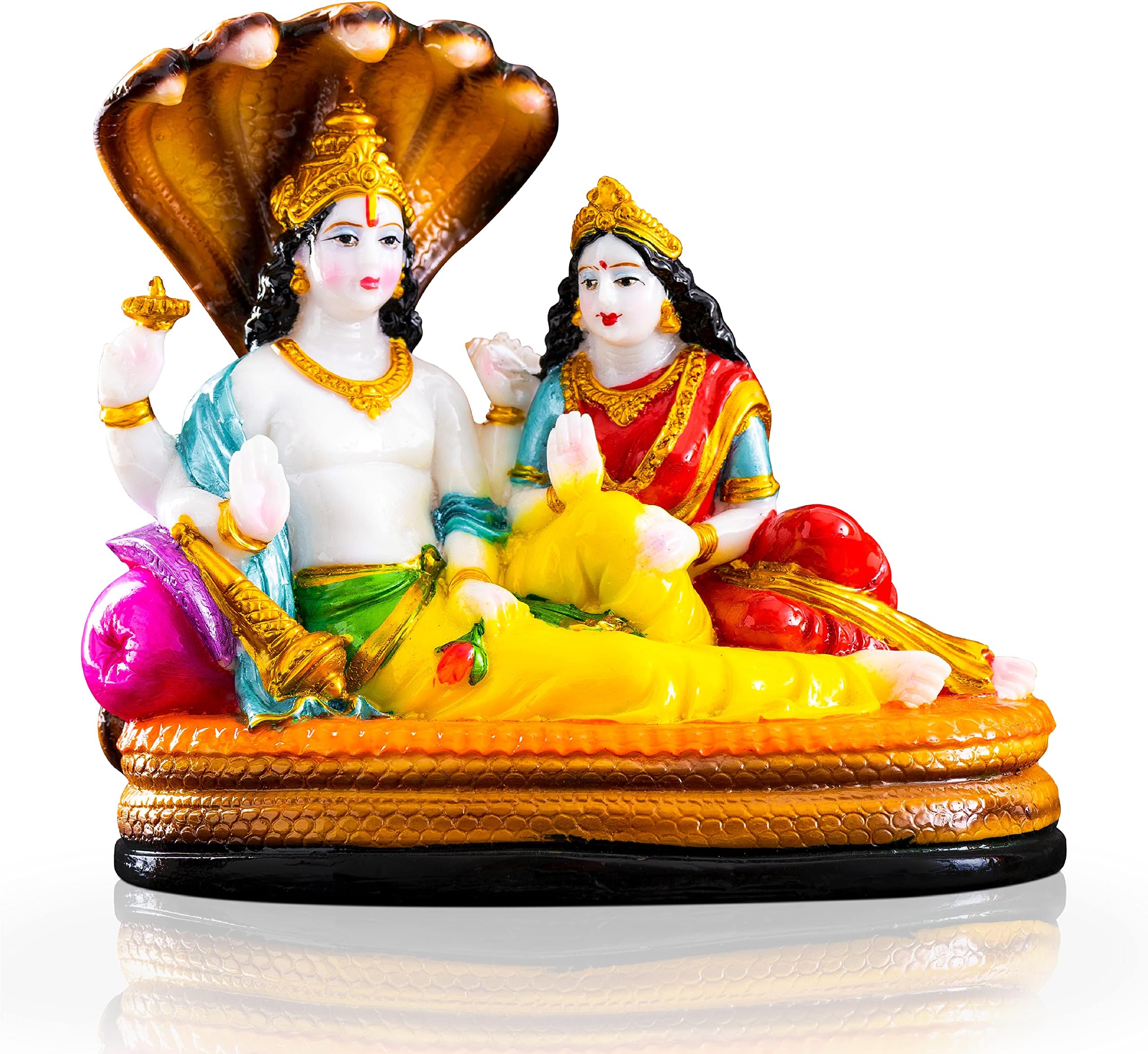 Buy BUY N RELAX Lakshmi Vishnu Ji Idol 11cm (Brass,Gold) Online at Low ...