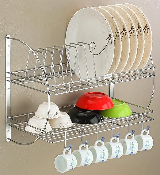 Kinglet Stainless Steel Wallmount Multipurpose Kitchen Rack Dish Stand ...