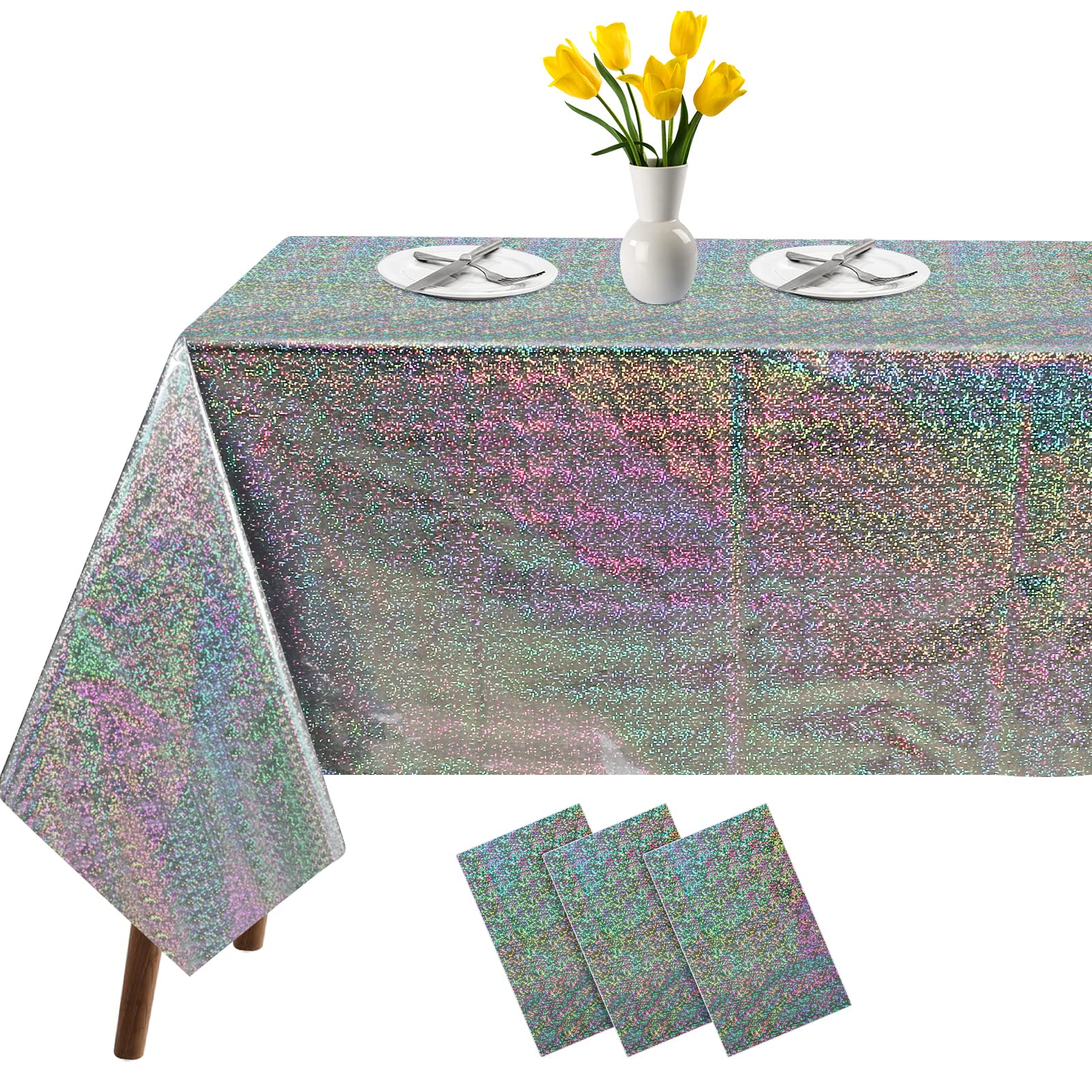 Snapklik.com : 3 Pack Iridescent Tablecloth, 54" X 108" Birthday Party ...