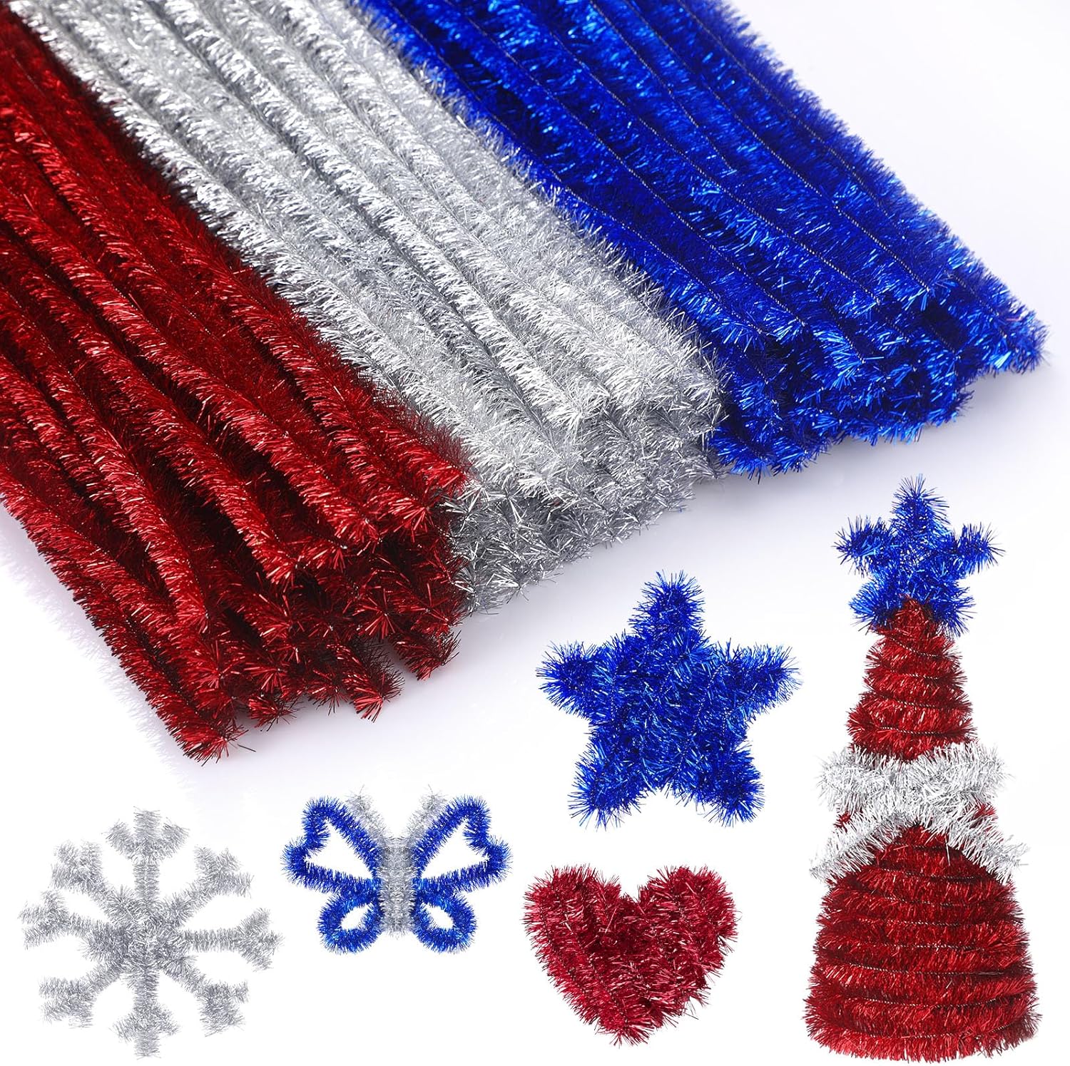 Amazon.com: Foilswirl 200 Pcs Independence Day Large Glitter Pipe ...