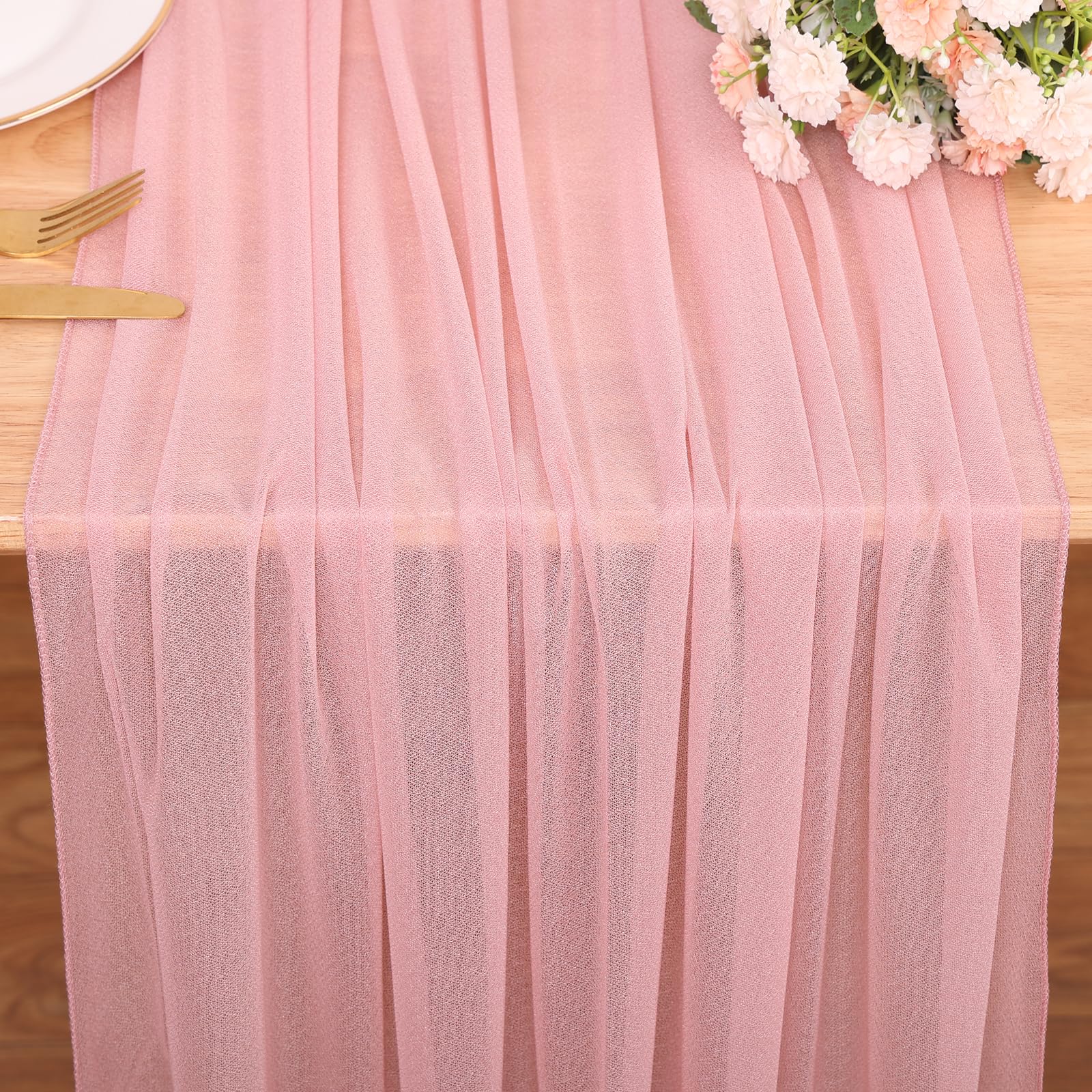 Amazon.com: SAJOO 10FT Dusty Pink Chiffon Table Runner 30x120 Inches ...