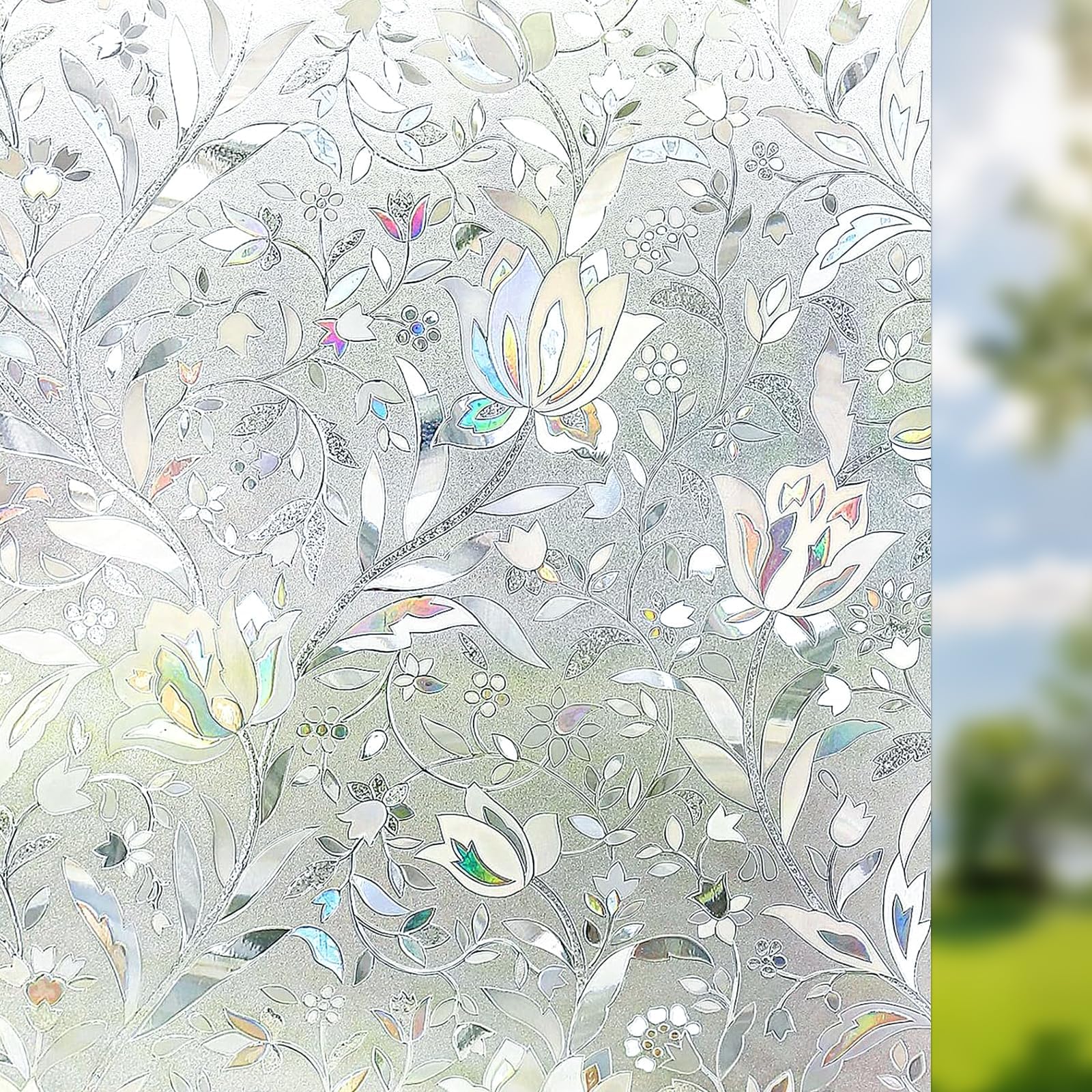 Zindoo Window Film Privacy Self Adhesive Stain Glass Film Window Cling ...