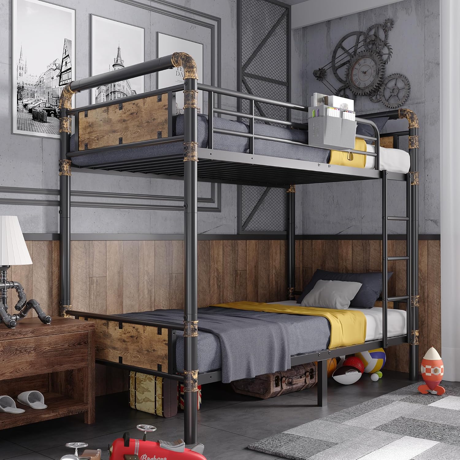 Amazon.com: Alohappy Twin Over Twin Bunk Bed, Convertible Twin Bunk ...