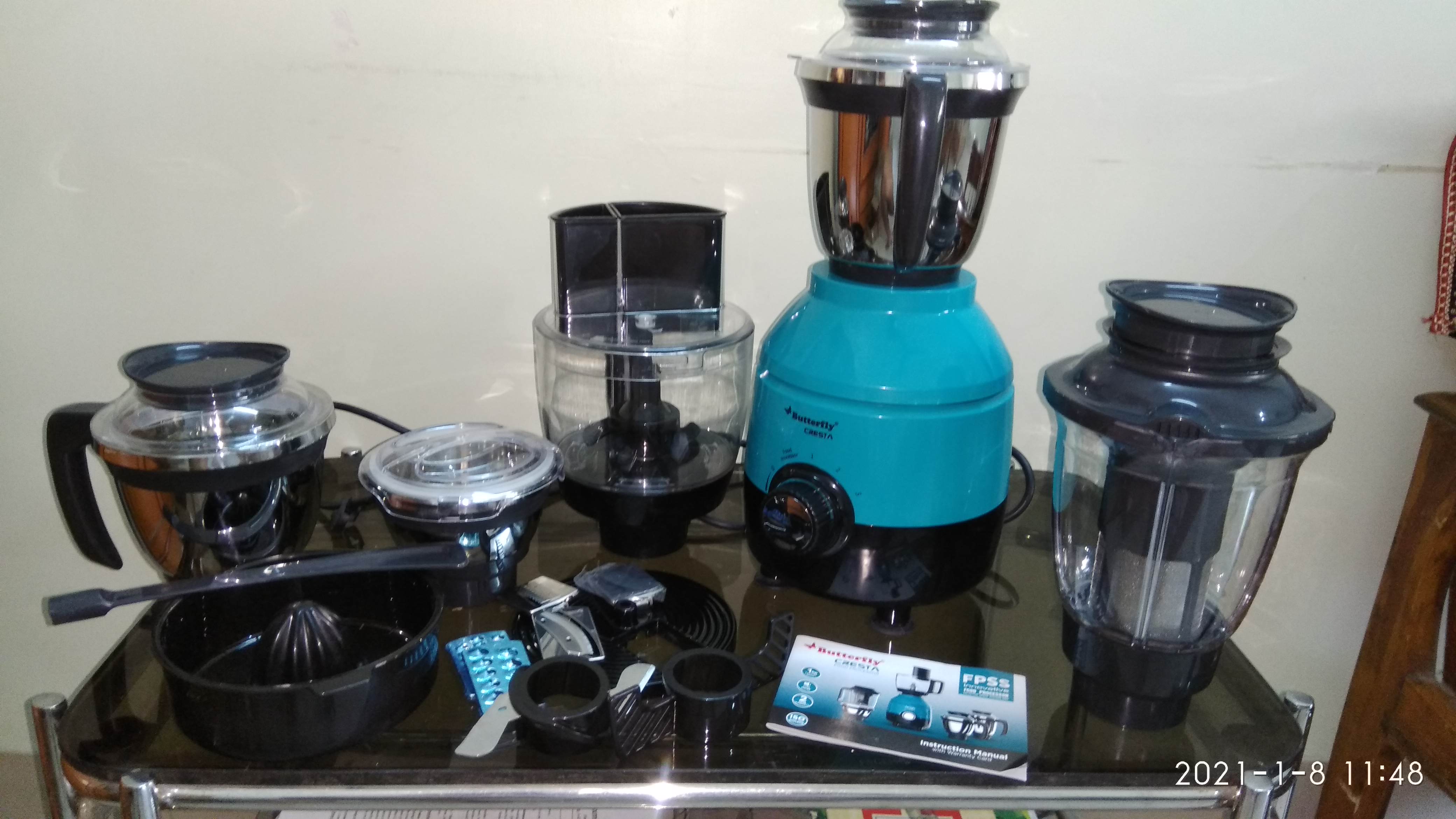 Butterfly Cresta Food Processor, 1 HP, 750 Watts, 5 Jars (Turquoise ...